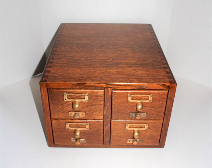 Vintage Gaylord Oak Card File Cabinet 4 Drawer - Etsy