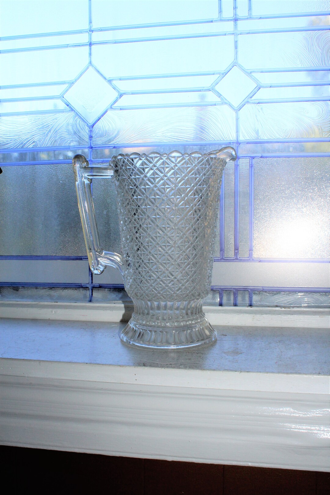 Antique Victorian Glass Pitcher 19th Century Finecut EAPG Bryce Bros ...