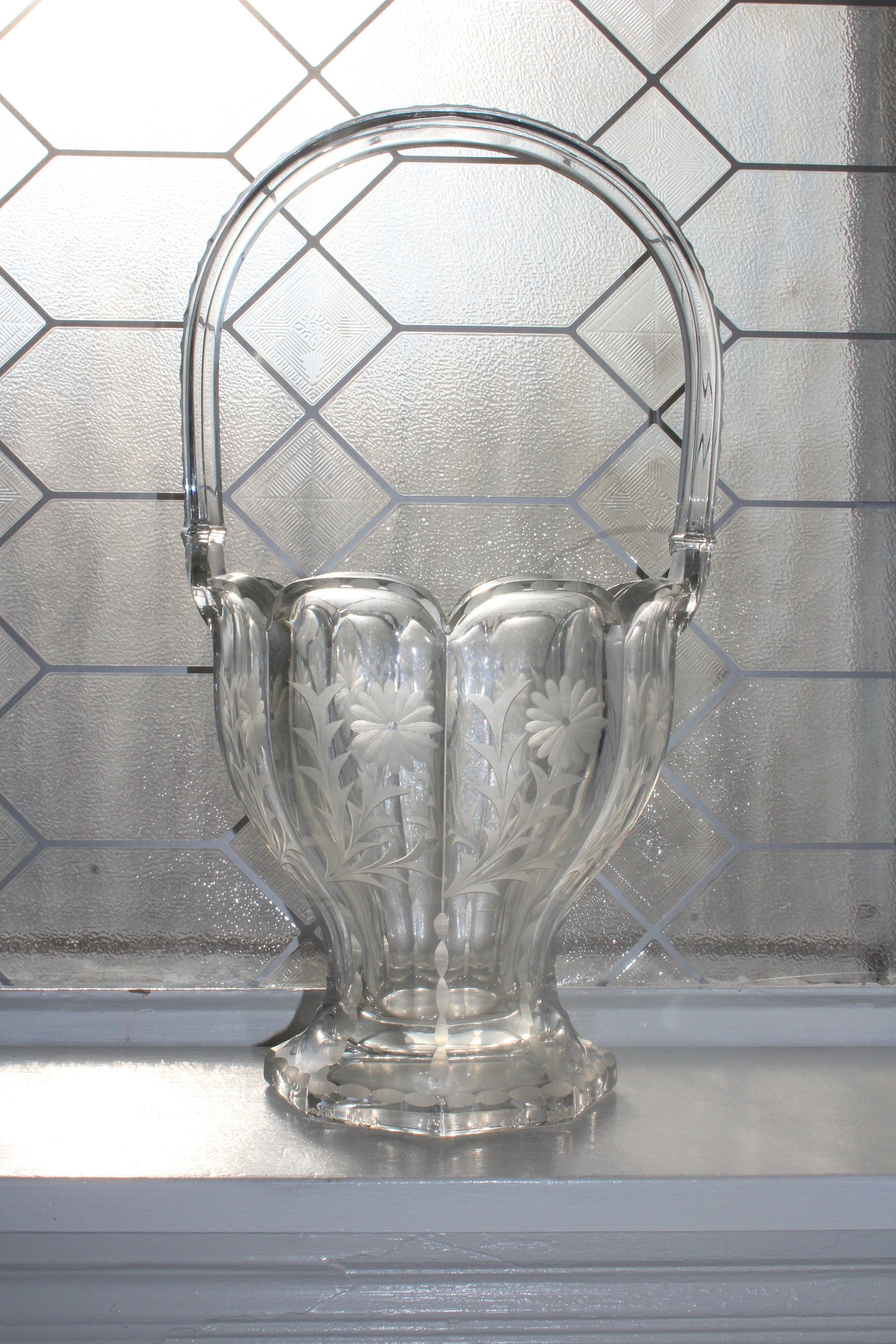 Vintage 15 Heisey Glass Colonial Basket With Cut Flowers Design - Etsy