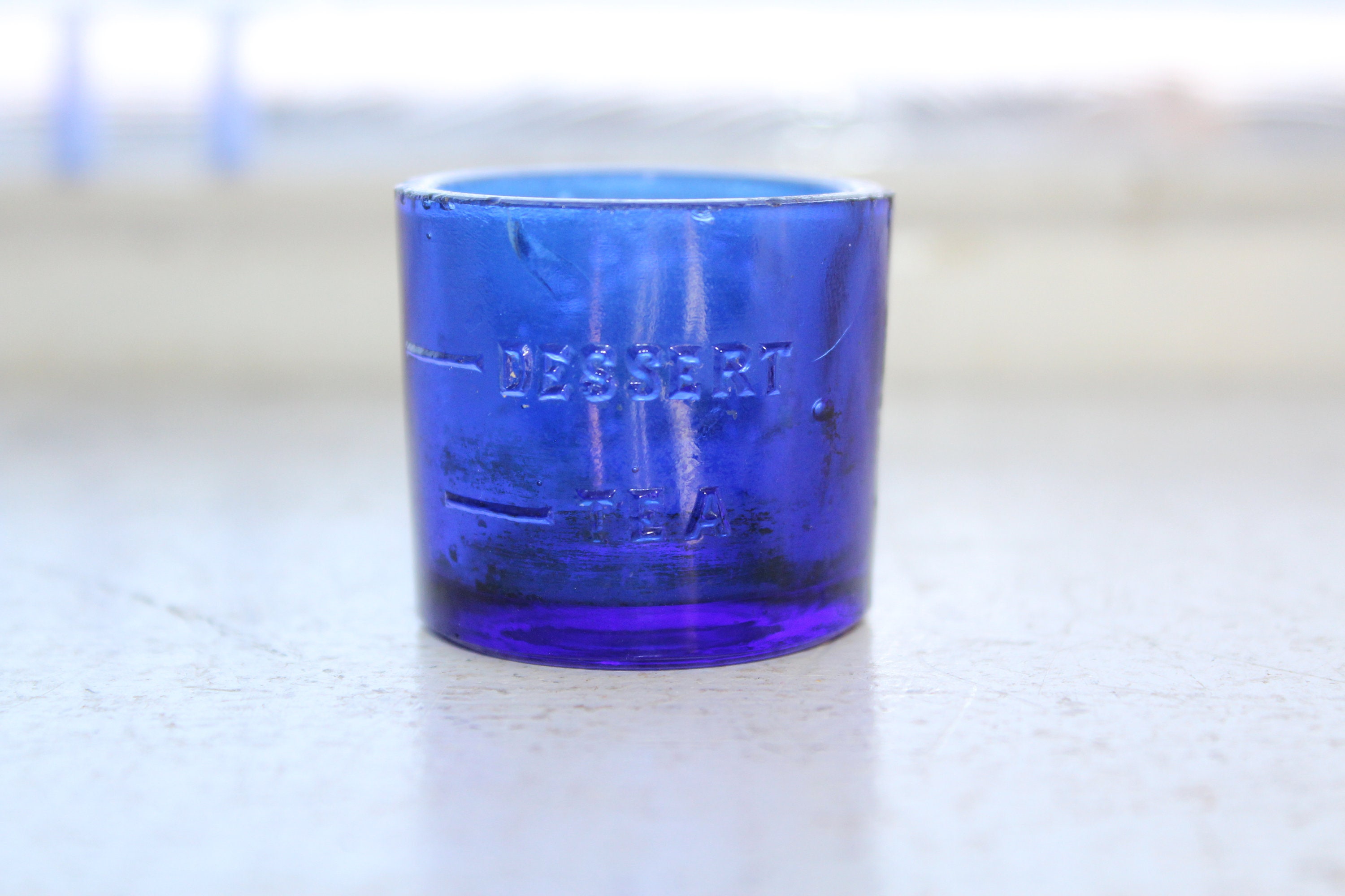Antique Dose Measuring Cup W R Warner & Co Cobalt Blue Glass