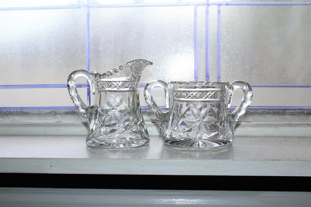 Stunning Vintage Cut Crystal Creamer and Sugar - Etsy