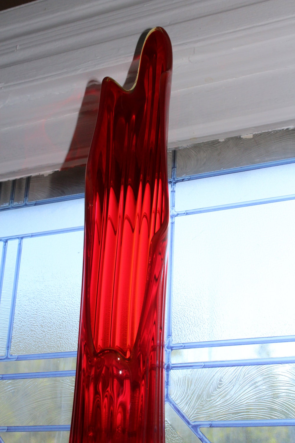 Large Vintage 1960s Red Amberina Vase 27 L E Smith Mid Century Modern ...