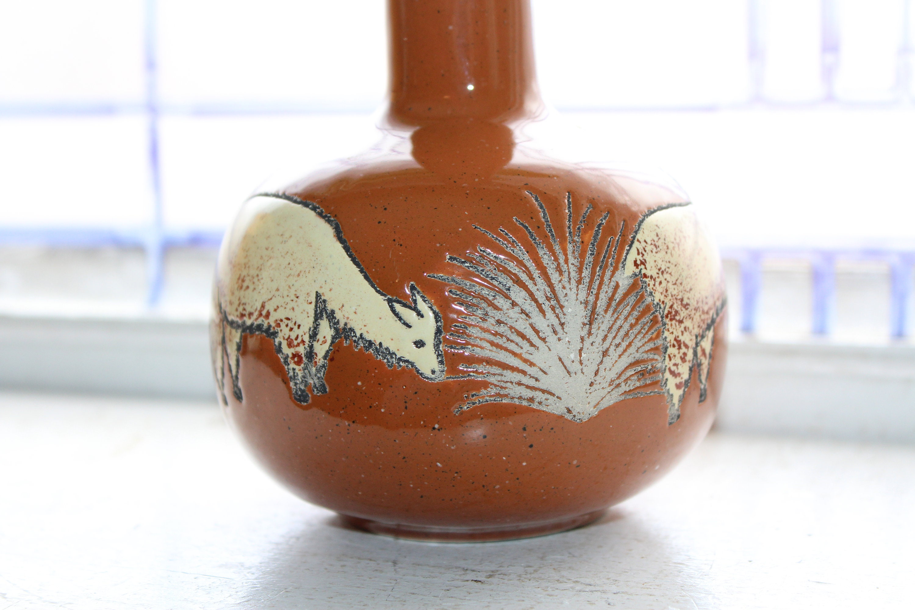 Mid Century Pottery Vase Eduardo Vega Llamas Vintage 1970s