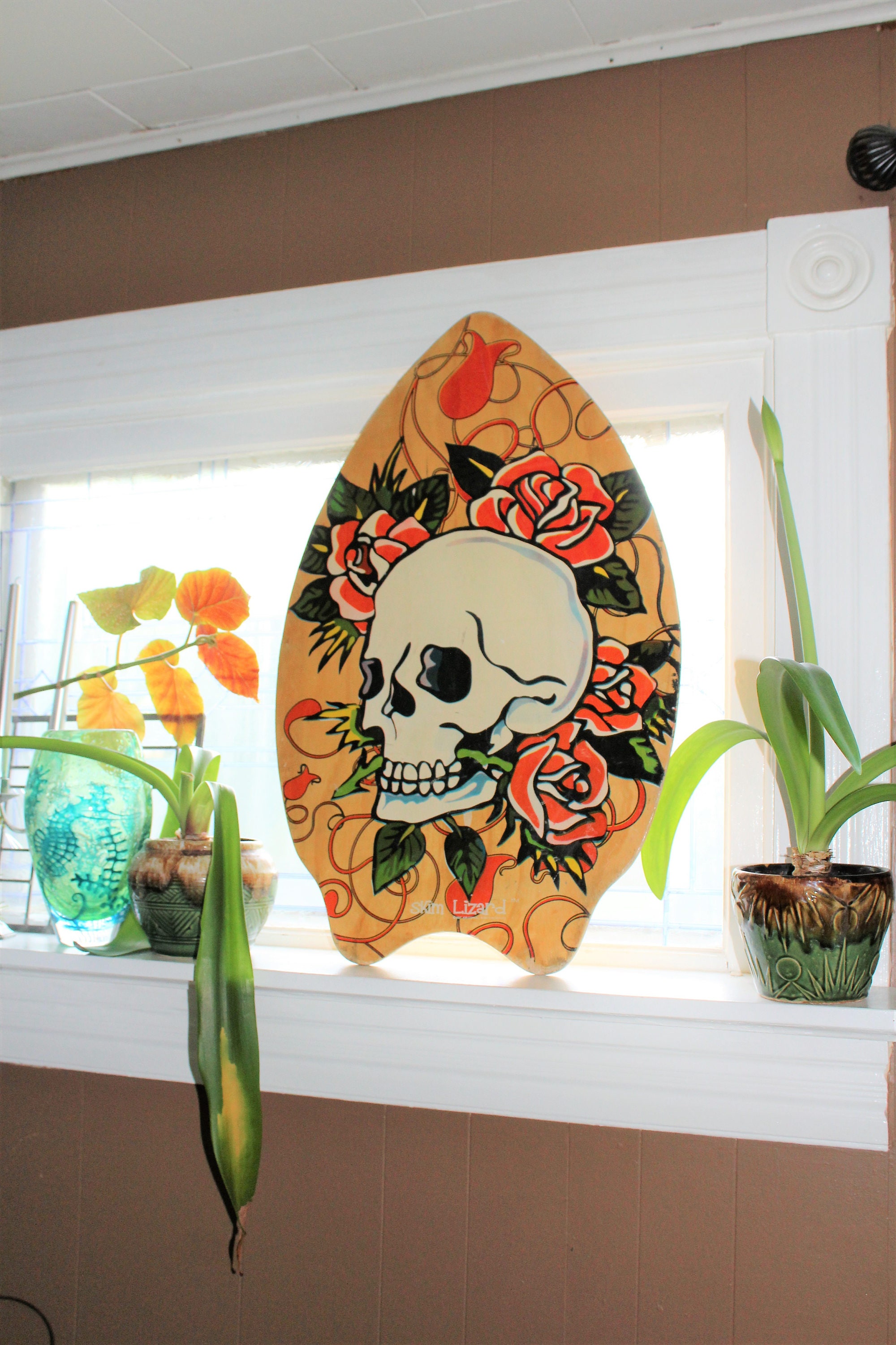 Skim Lizard Surf Board Skull and Roses Ed Hardy Style 2007 Wall Decor