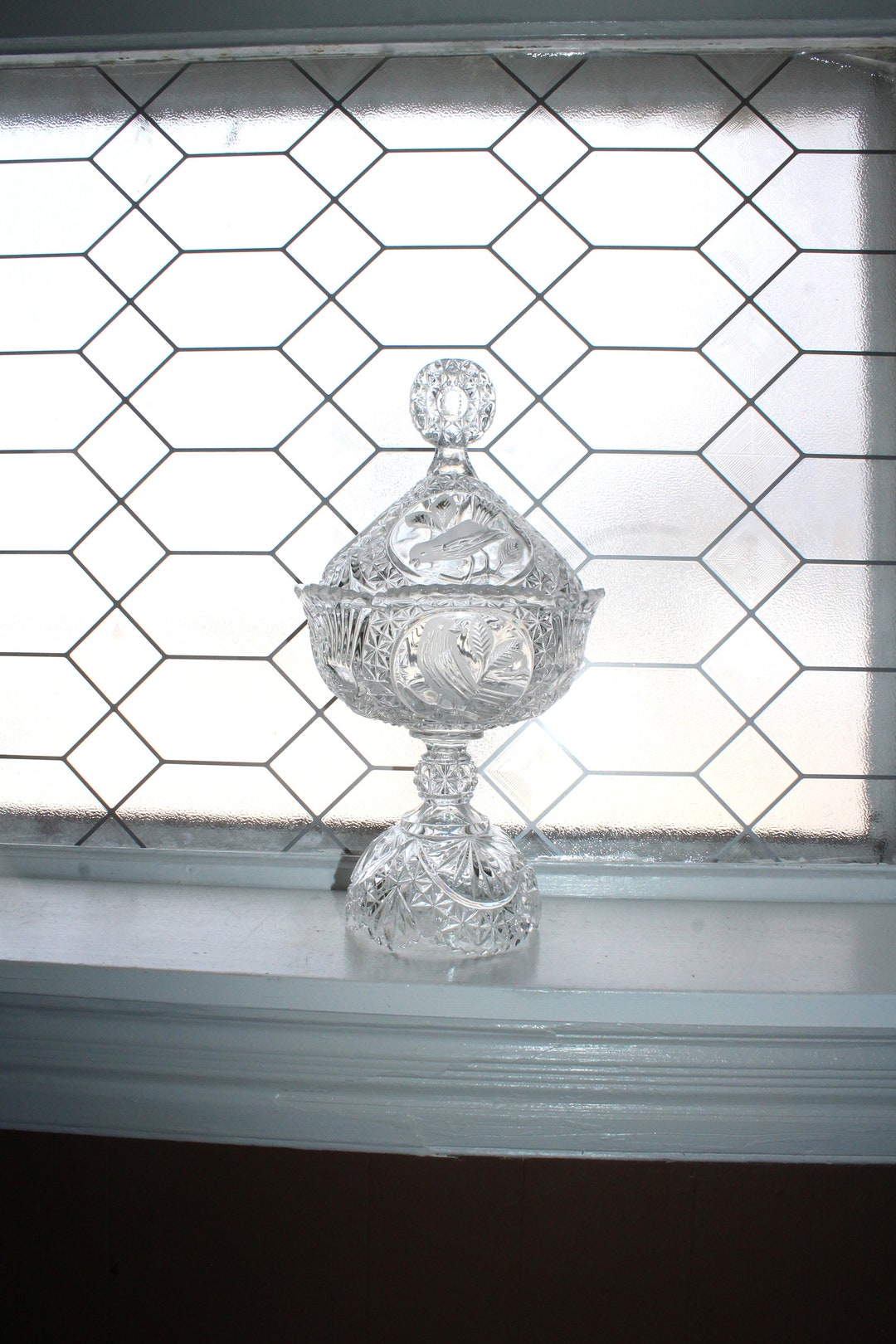 Large Hofbauer Crystal Byrdes Bird Covered Compote - Etsy
