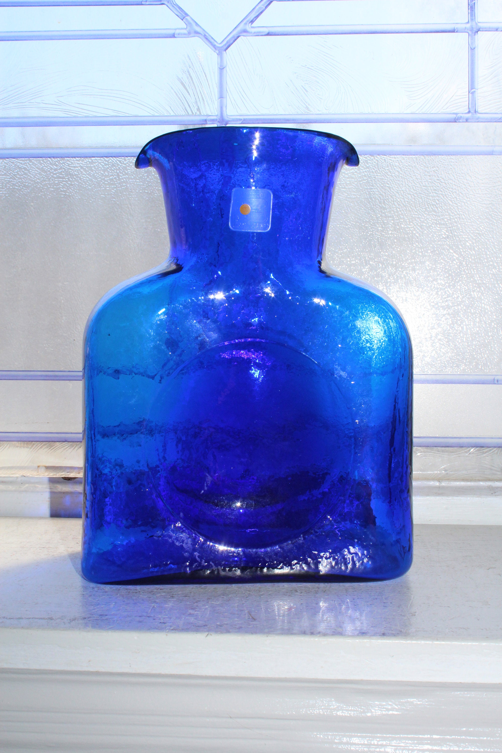 Vintage Blenko Cobalt Blue Carafe Double Spout