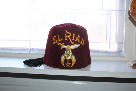 Vintage El Riad Masonic Fez Hat Shriners - Gem