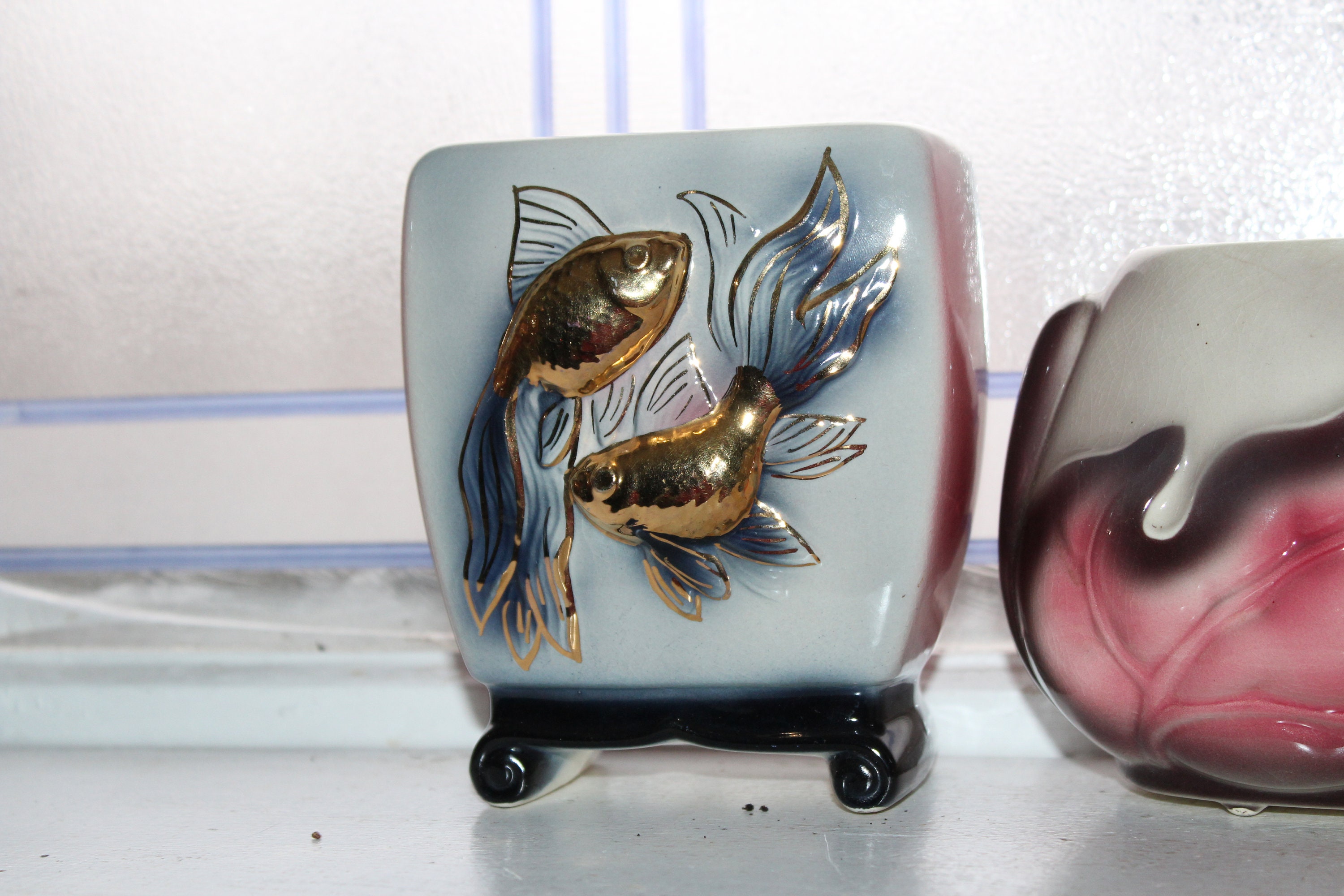 3 Royal Copley Mid Century Fish Planters Vintage 1950s