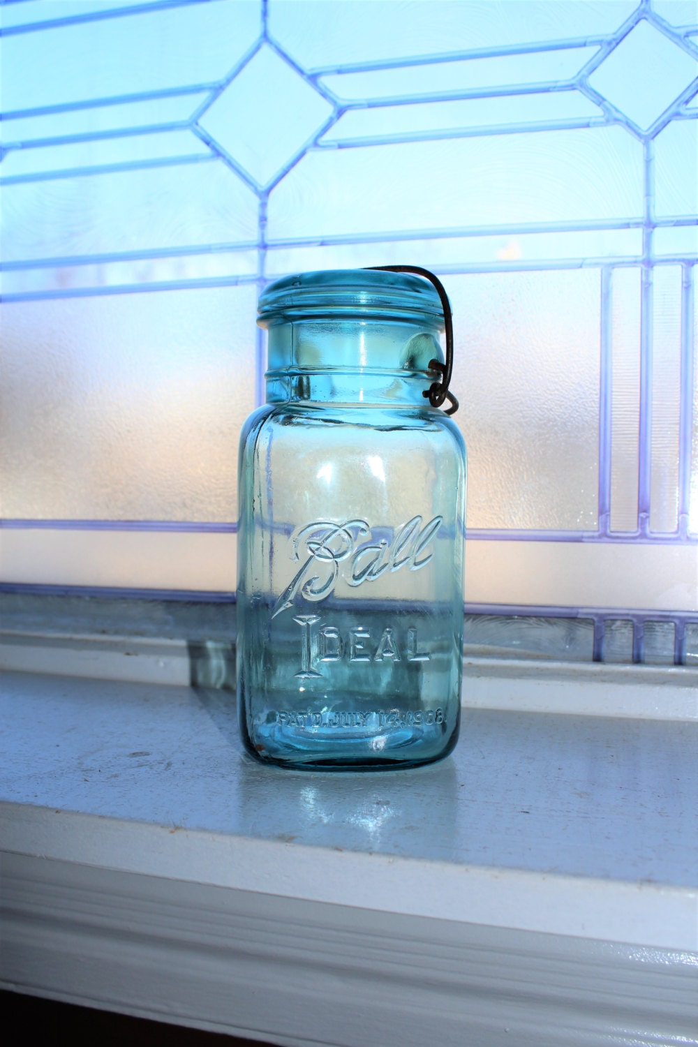 Square Blue Ball Jar Quart Blue Ball Ideal Mason Jar Vintage 1923 to ...