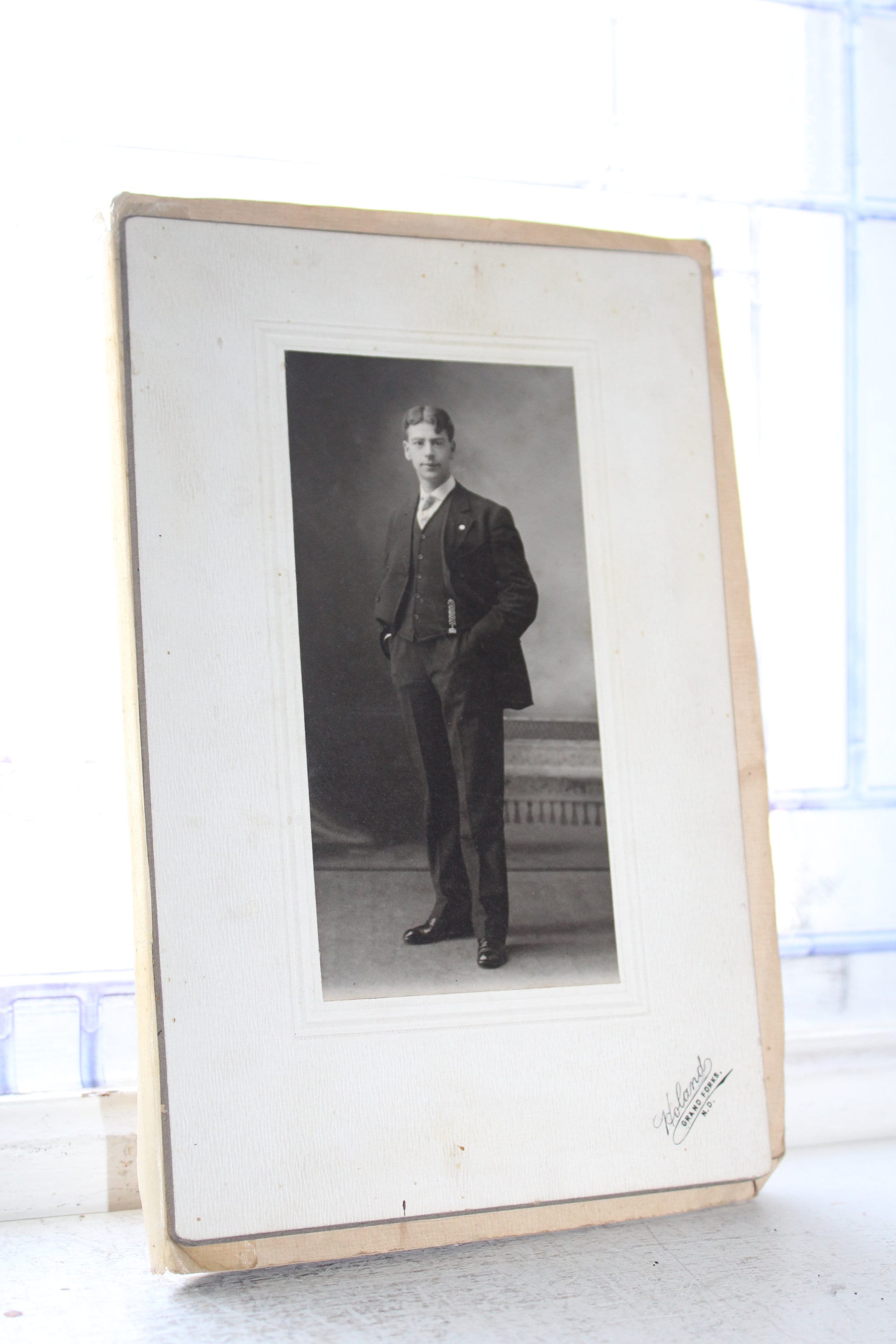 Large Antique Cabinet Card Photograph Victorian Man