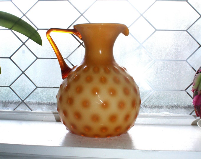 Antique Amber Glass Bubble Optic Pitcher - Etsy