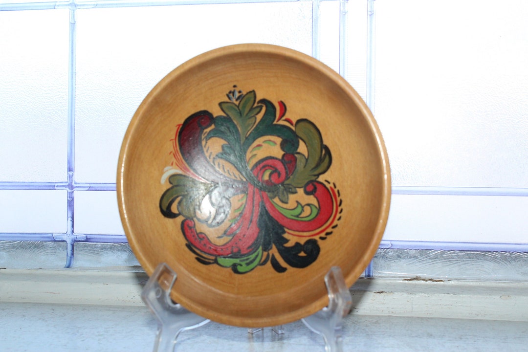 Vintage Rosemaled Wood Bowl Scandinavian Folk Art - Etsy
