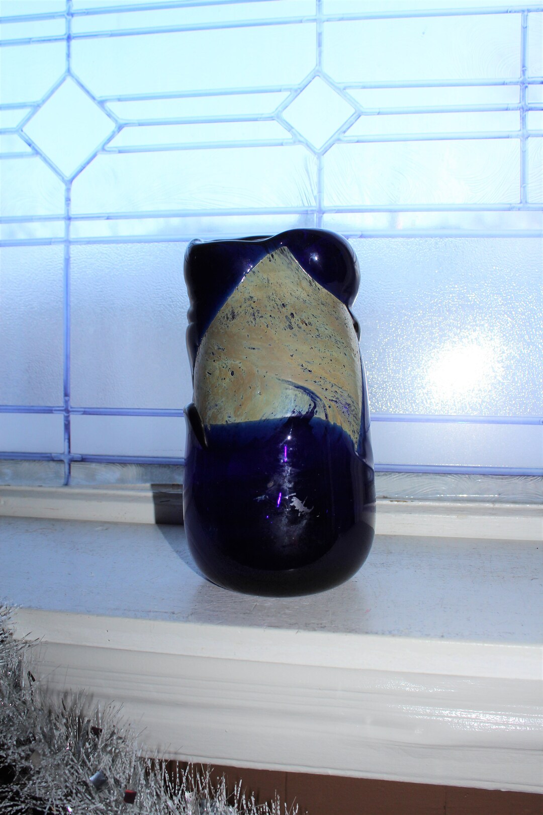 Gary Loch 1980s Studio Art Glass Vase Blue Biomorphic Shape Abstract - Etsy