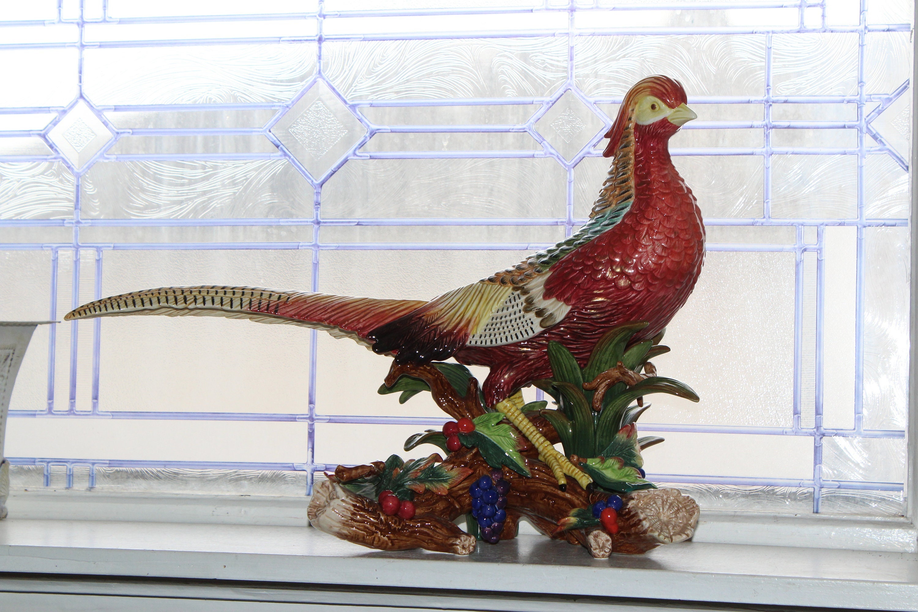 Large Fitz & Floyd Exotic Birds Golden Pheasant Figurine with Original Box