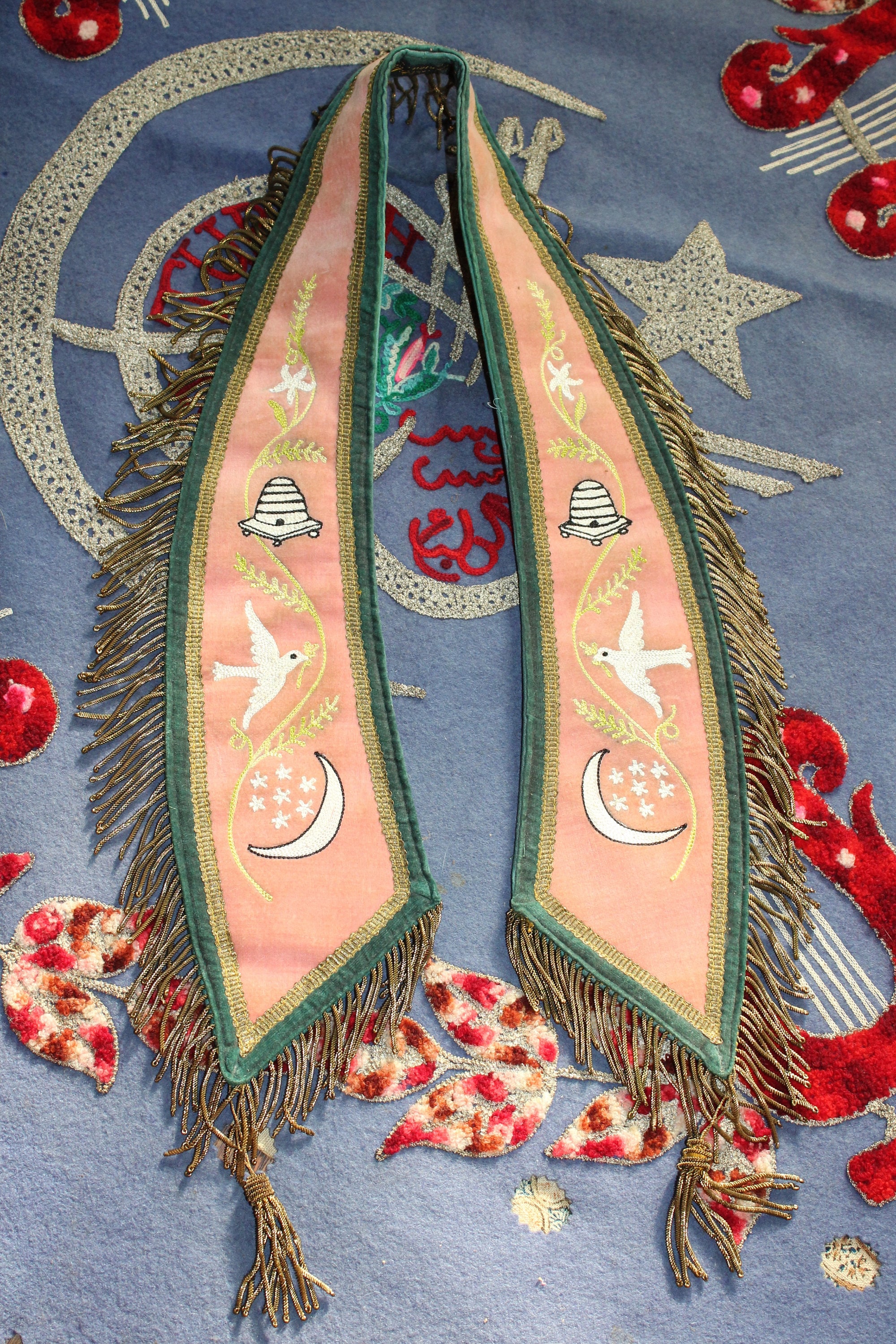 Antique Odd Fellows Sash Masonic Halloween Rennaissance Costume Wizard