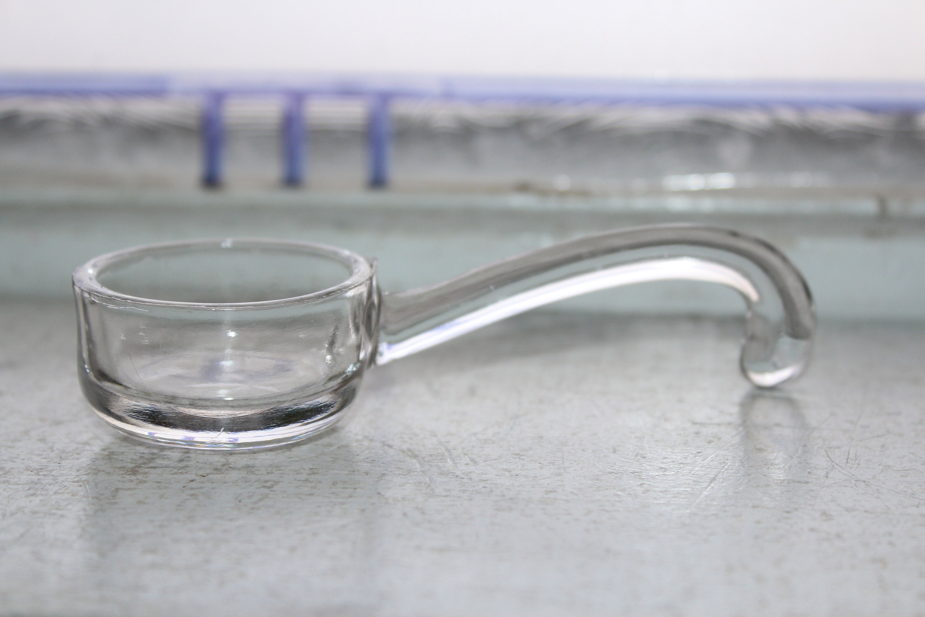 Wheel Cut Glass Mayonnaise or Sauce Ladle