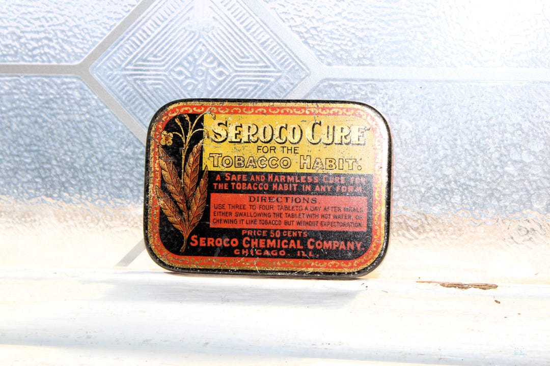 Antique Seroco Cure Pocket Tin for Tobacco Cessation Early Quack ...