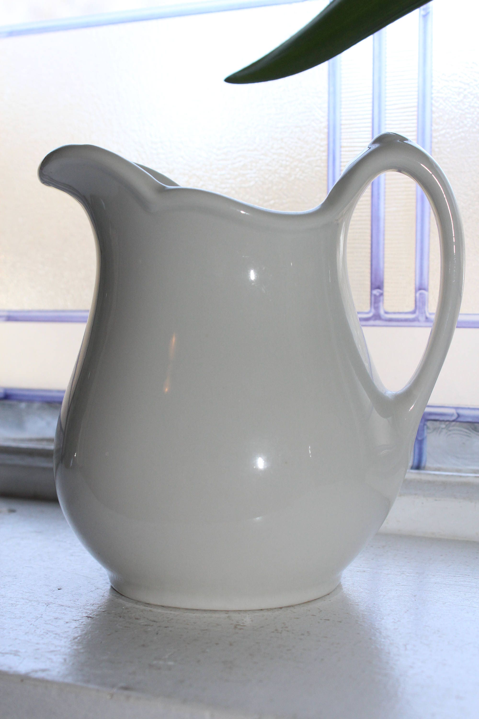 Vintage White Ironstone Milk Pitcher Sterling China