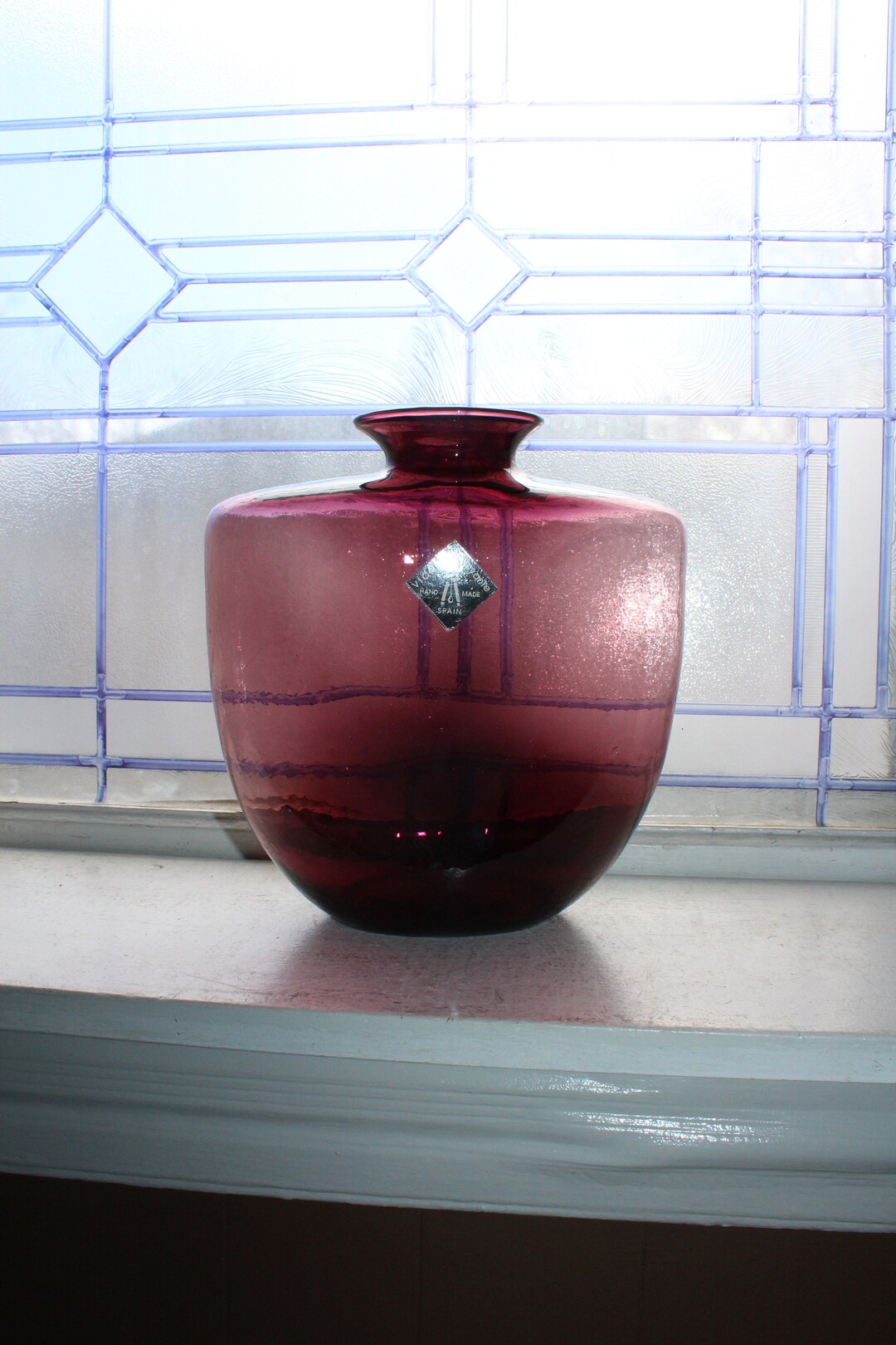 Large Vintage Vidrios De Levante Purple Art Glass Vase - Etsy