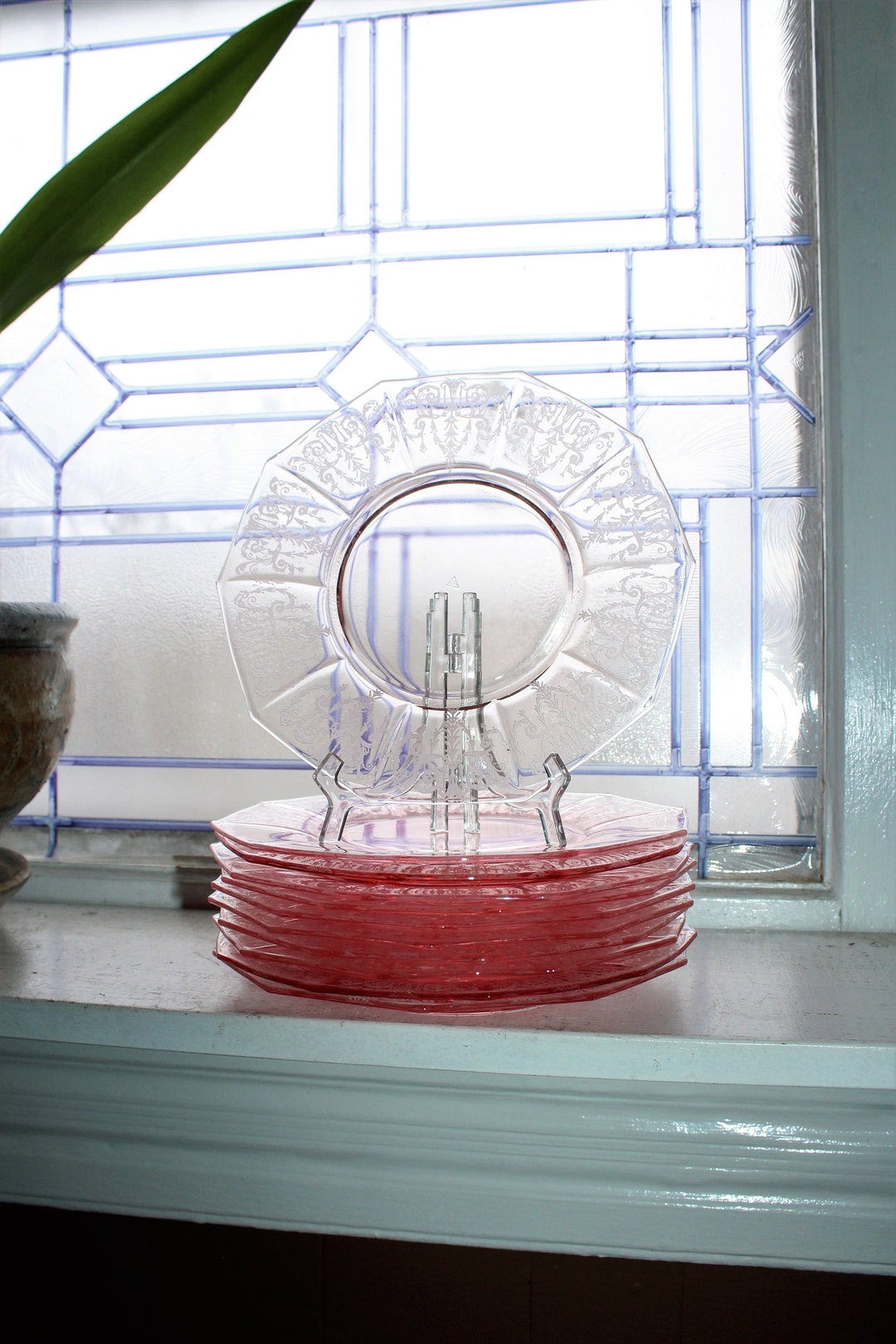 11 Pink Depression Cambridge Glass Cleo Decagon Luncheon Plates - Etsy