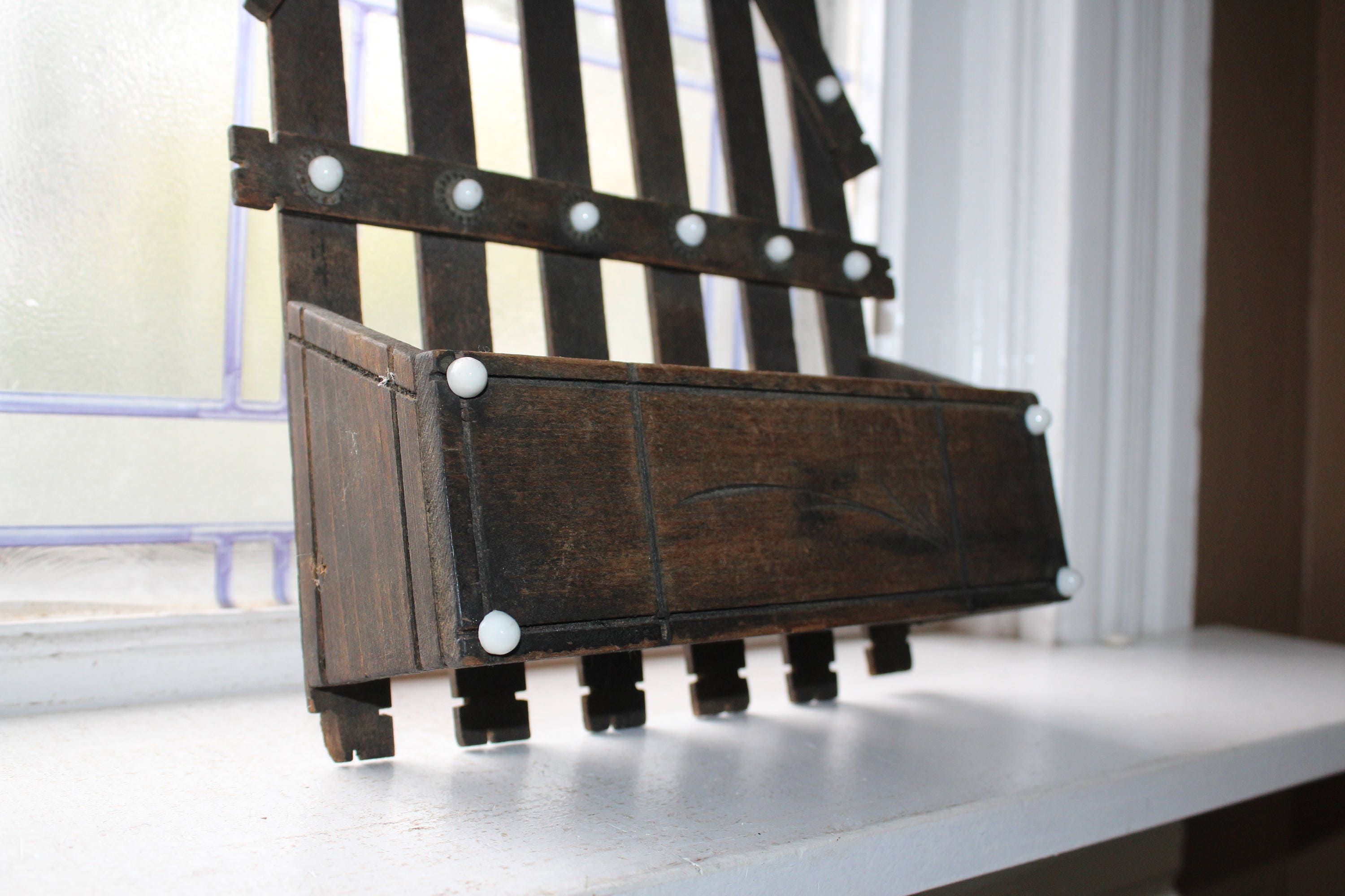 Antique Wall Box Wall Pocket Country Victorian Rustic Farmhouse Decor