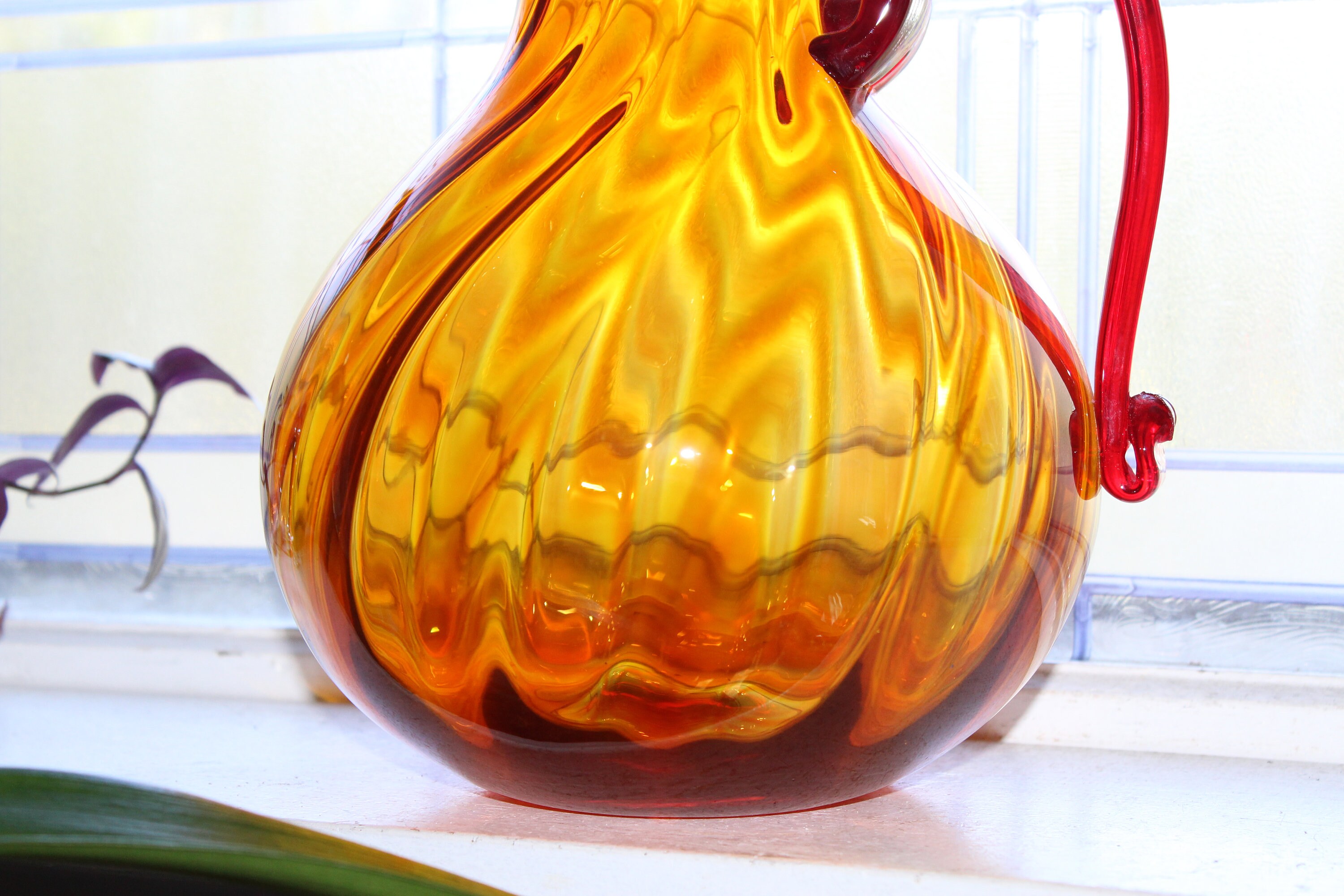 Huge Vintage Blenko Amberina 16 Pitcher 1960s Art Glass