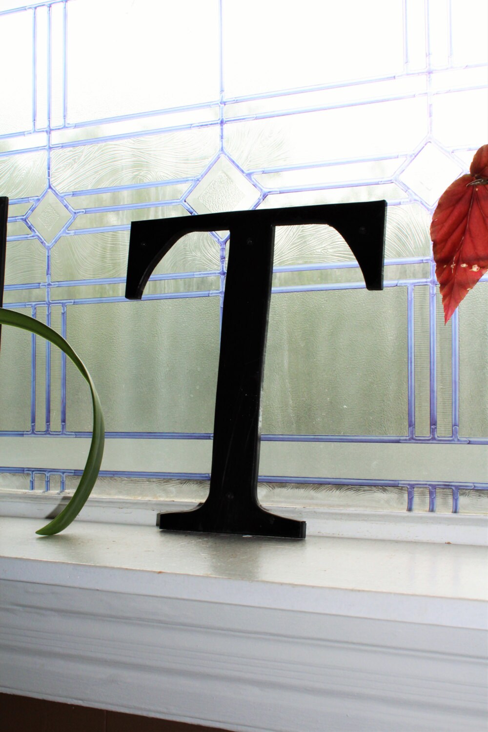 Vintage Reclaimed Sign Letter T Black Plastic 11