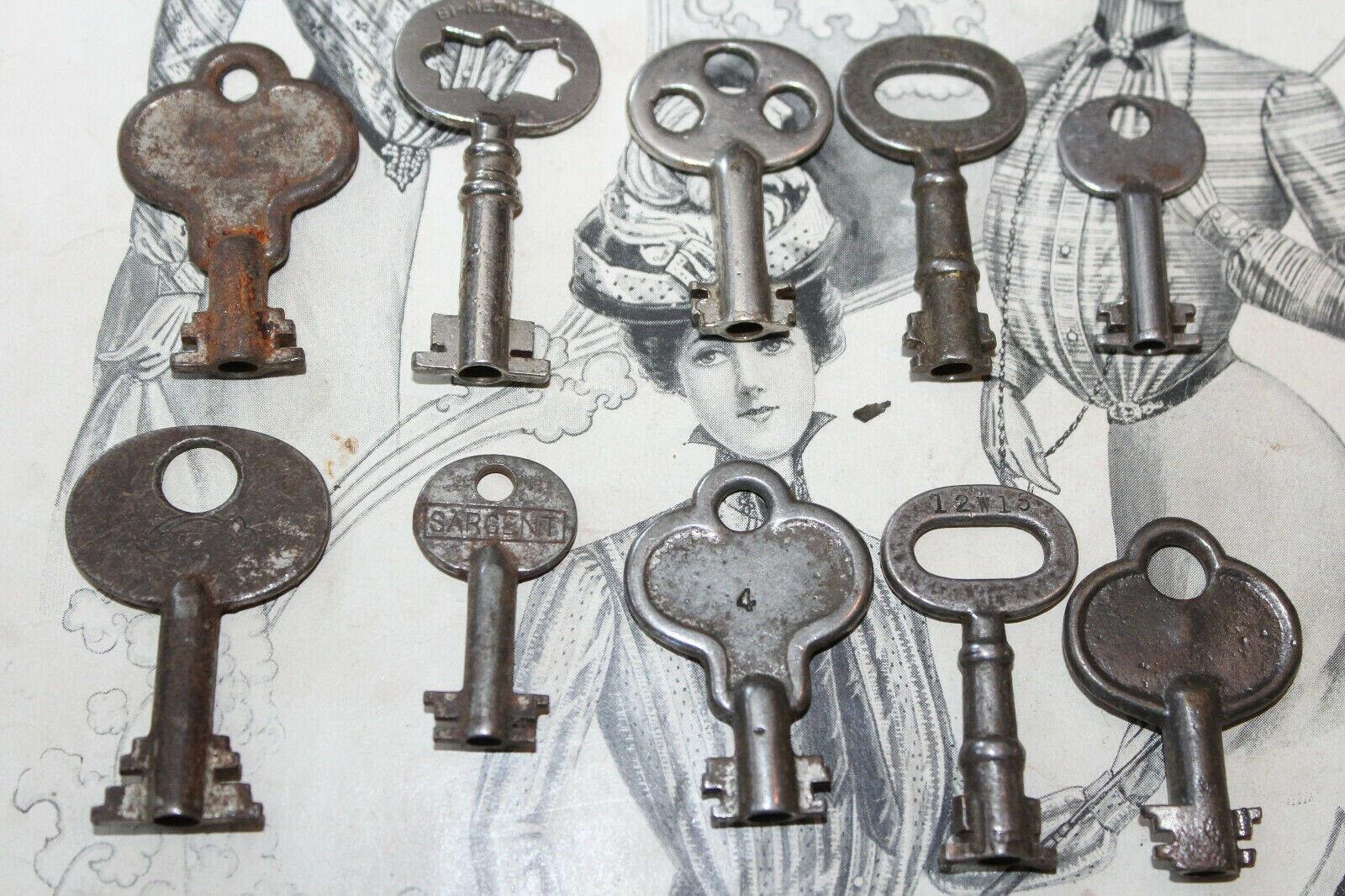 RESERVED FOR MARK 10 Antique Hollow Barrel Double Bit Skeleton Keys ...