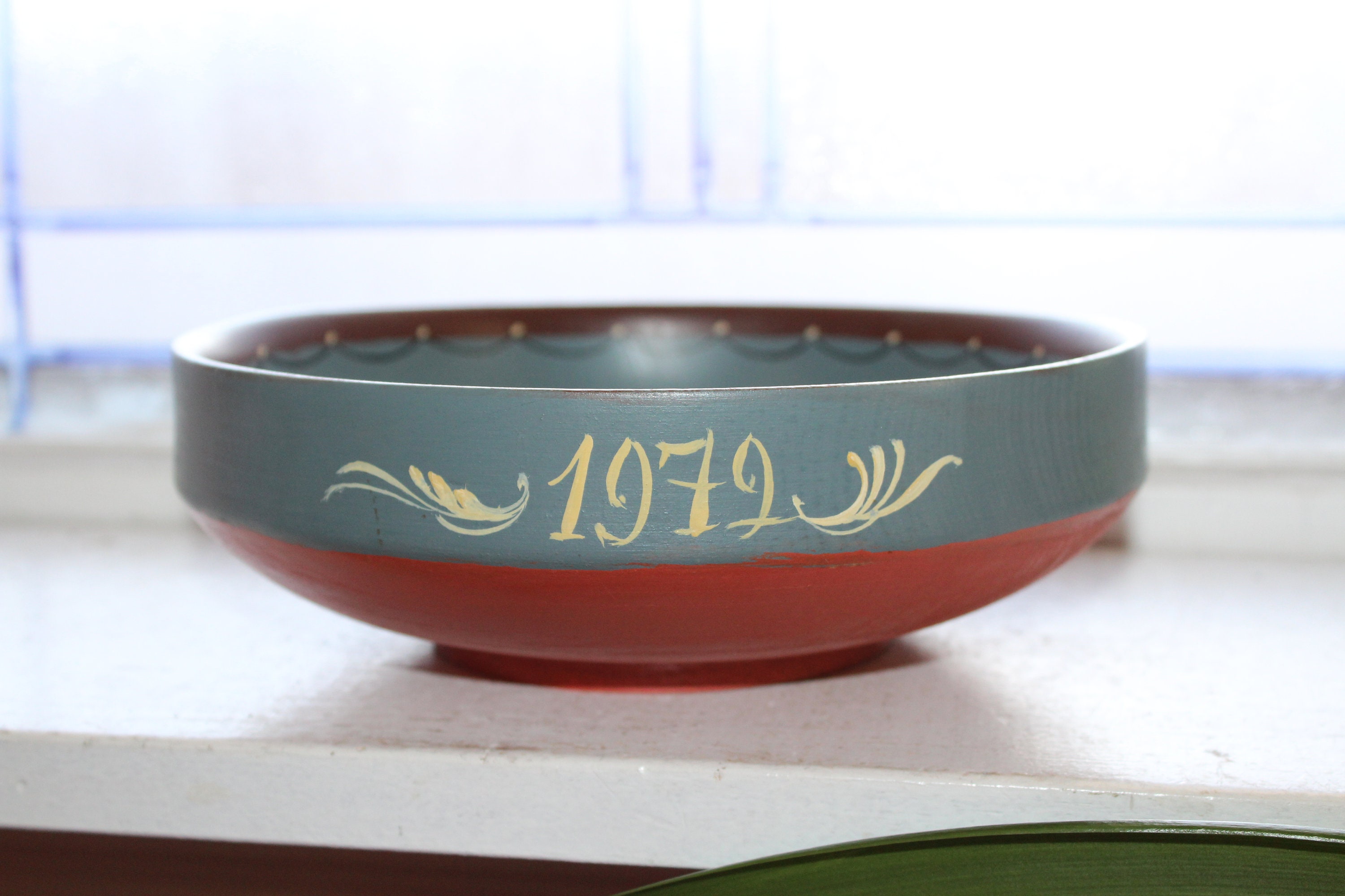 Vintage Norwegian Rosemaling Wood Bowl Scandinavian Rosemaled Folk Art