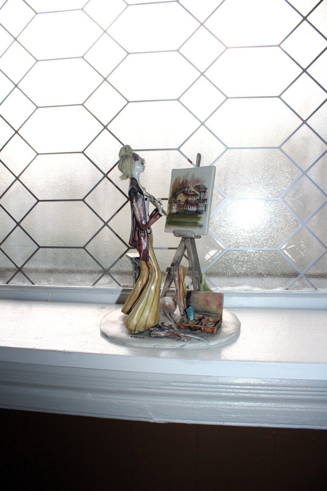 Emilio Tezza Porcelain Sculpture Lady Artist Painting Italian - Etsy