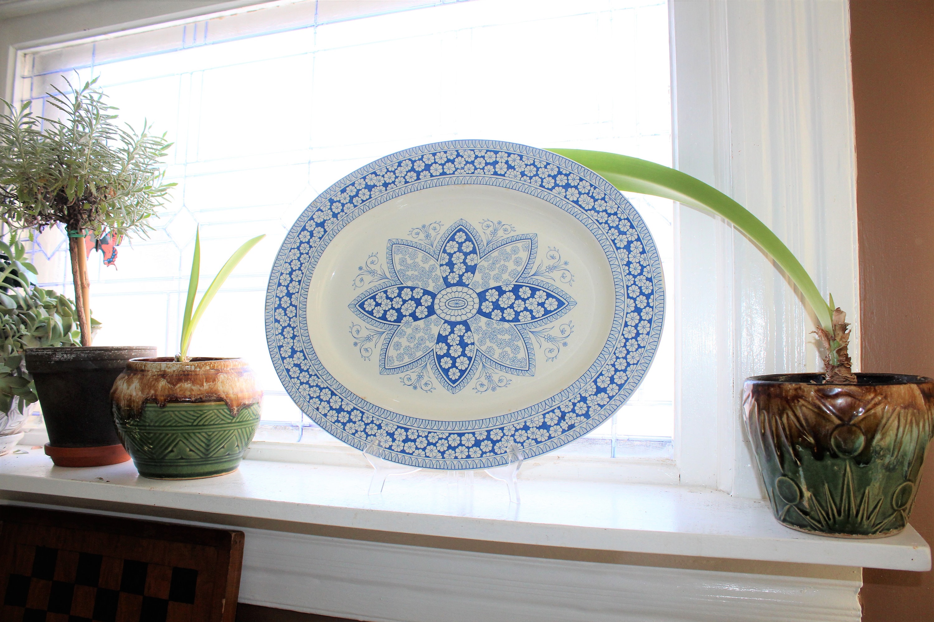 Antique Copeland Primrose Platter Blue Transferware Circa 1881