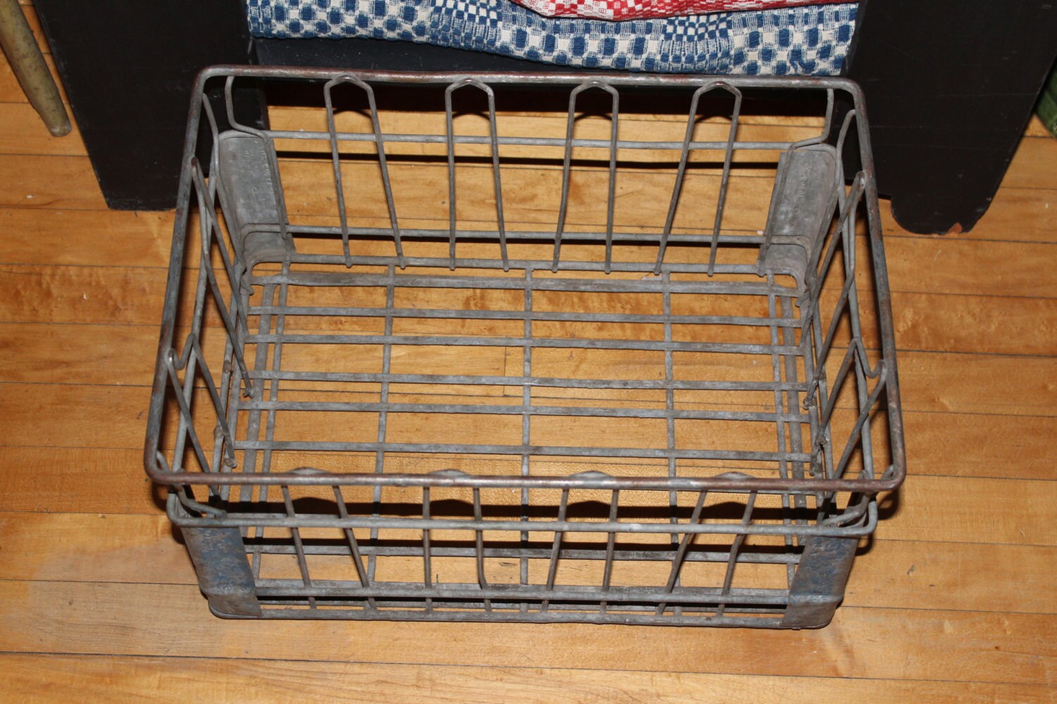 Large Vintage Wire Milk Crate Industrial Farmhouse Decor Cass Clay Creamery