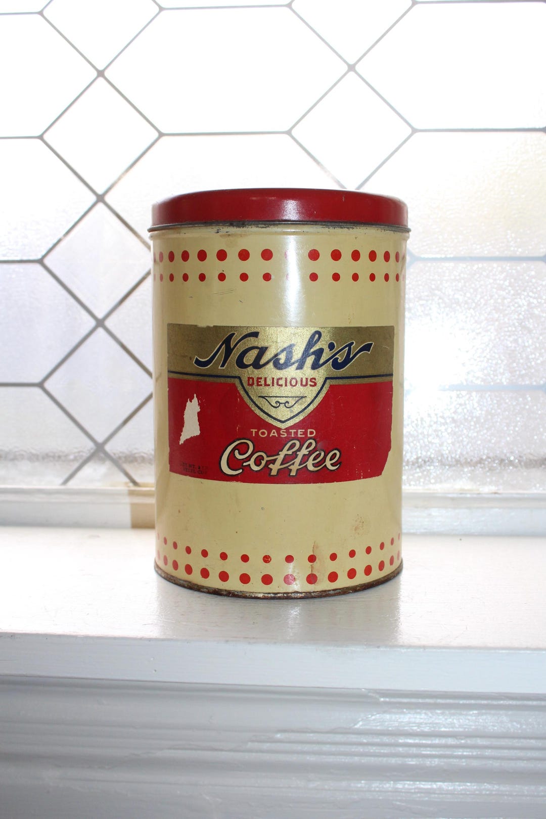 Vintage Nash Coffee Red Dot Tin Canister With Paper Label - Etsy