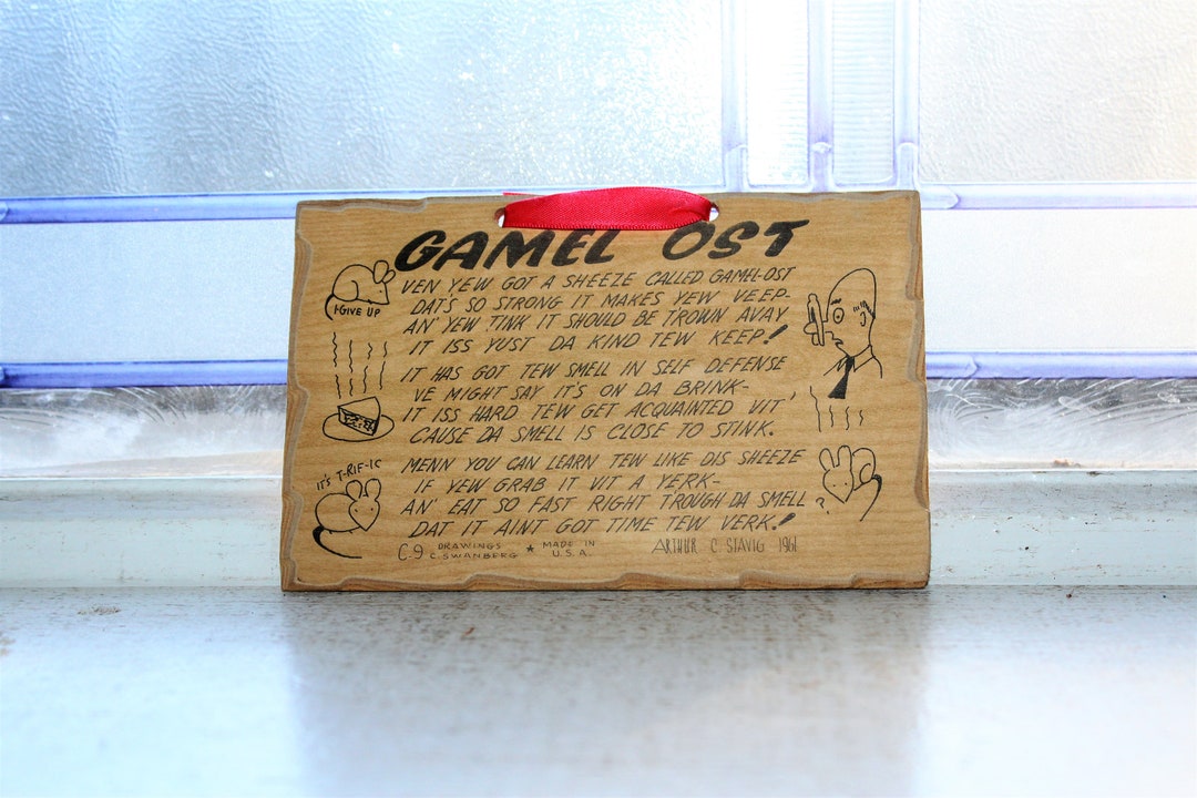 Humorous Norwegian Wood Plaque Gamel Ost Arthur Stavig Circa - Etsy