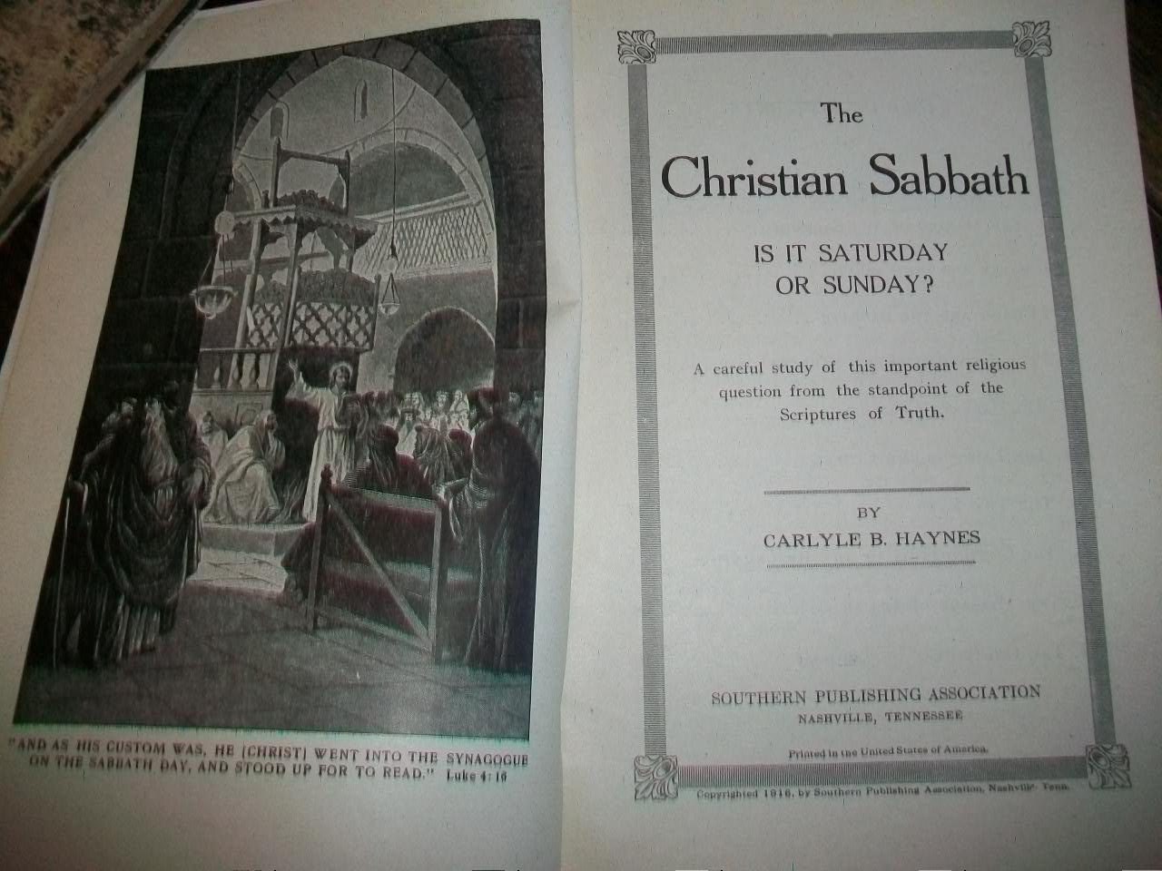 The Christian Sabbath Is It Saturday or Sunday Vintage Book 1916