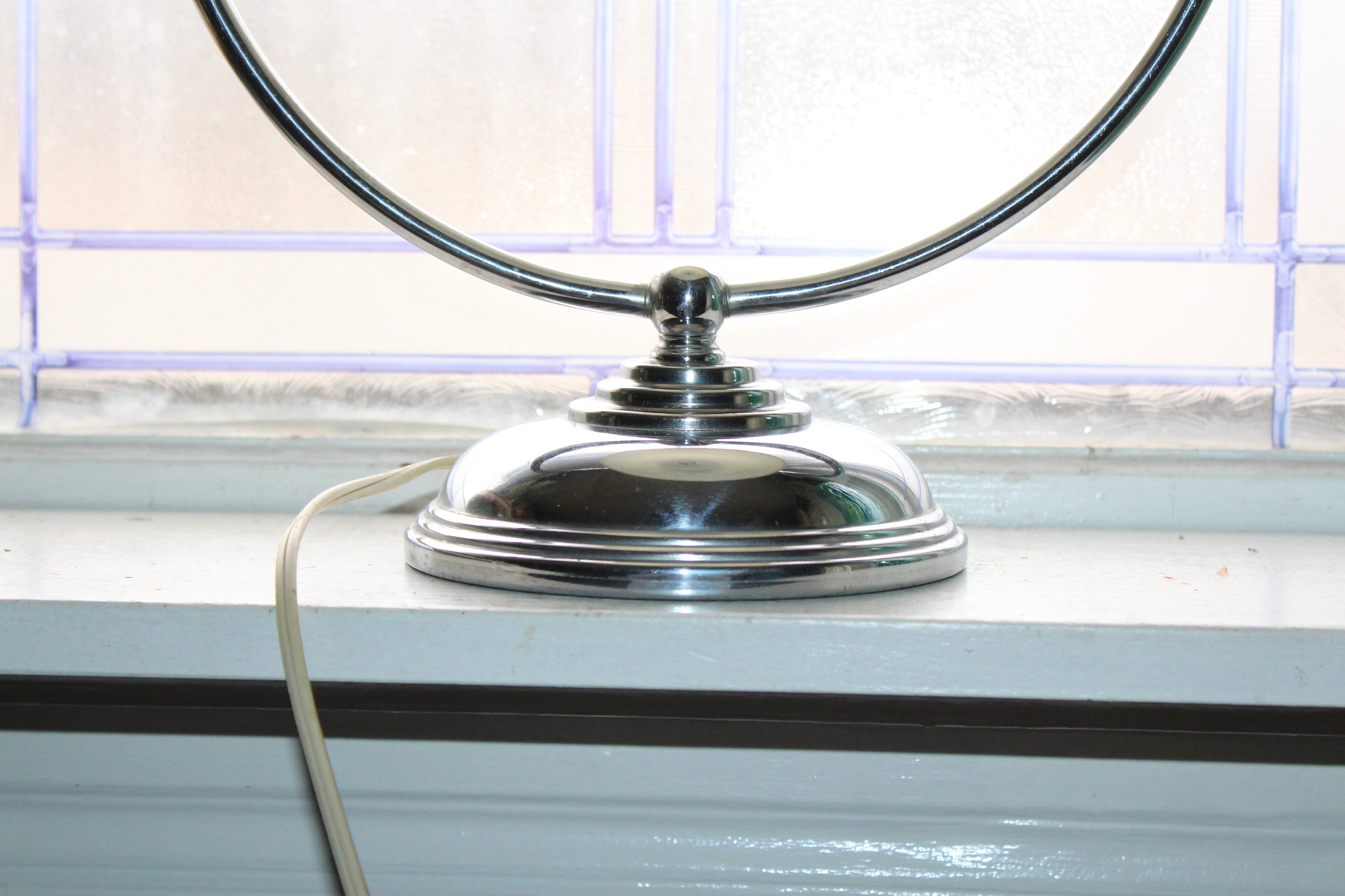 Vintage Art Deco Chase Chrome Round Hoop Lamp 1930s