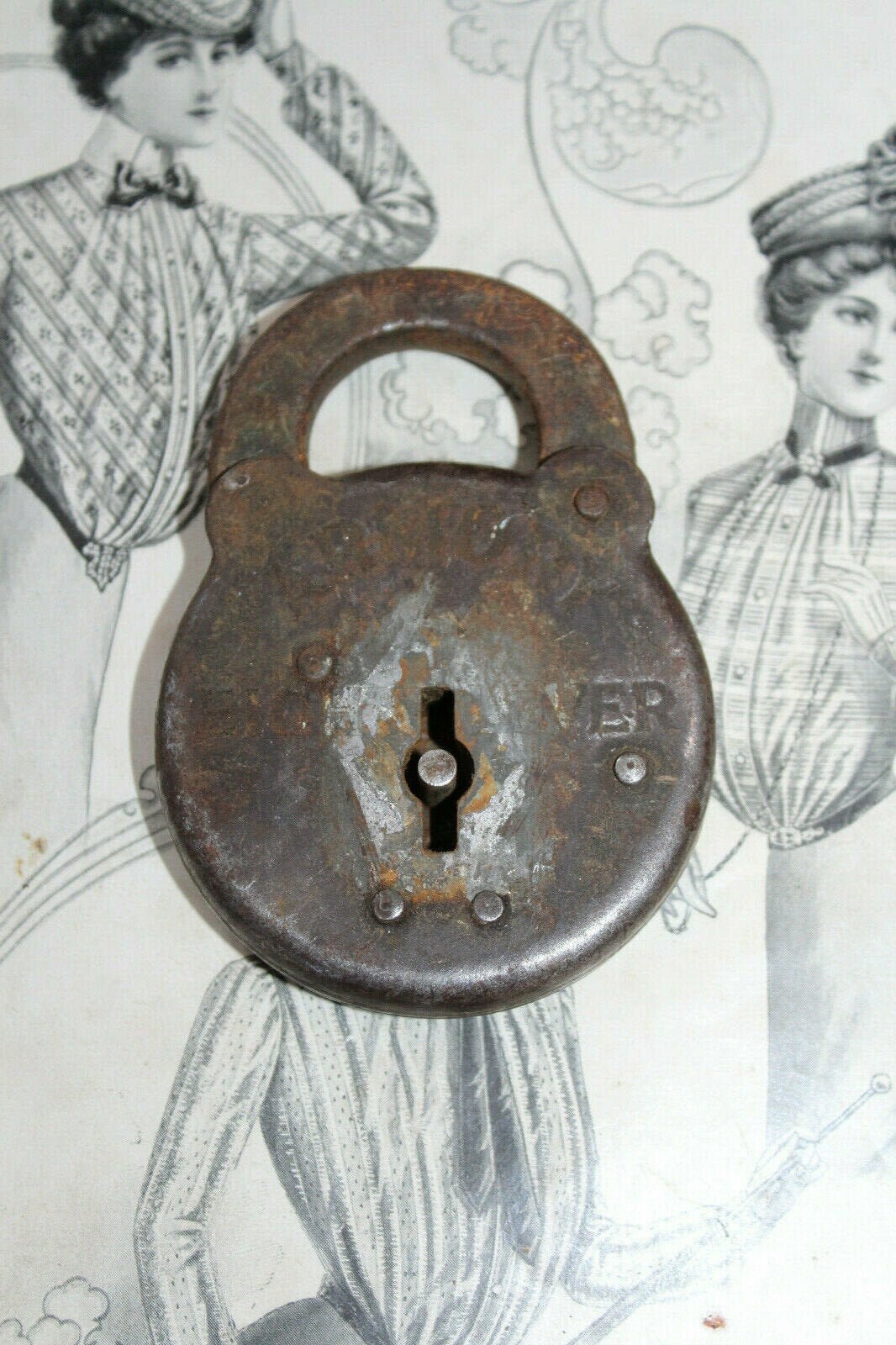Large Antique Armory Eight Lever Lock No Key