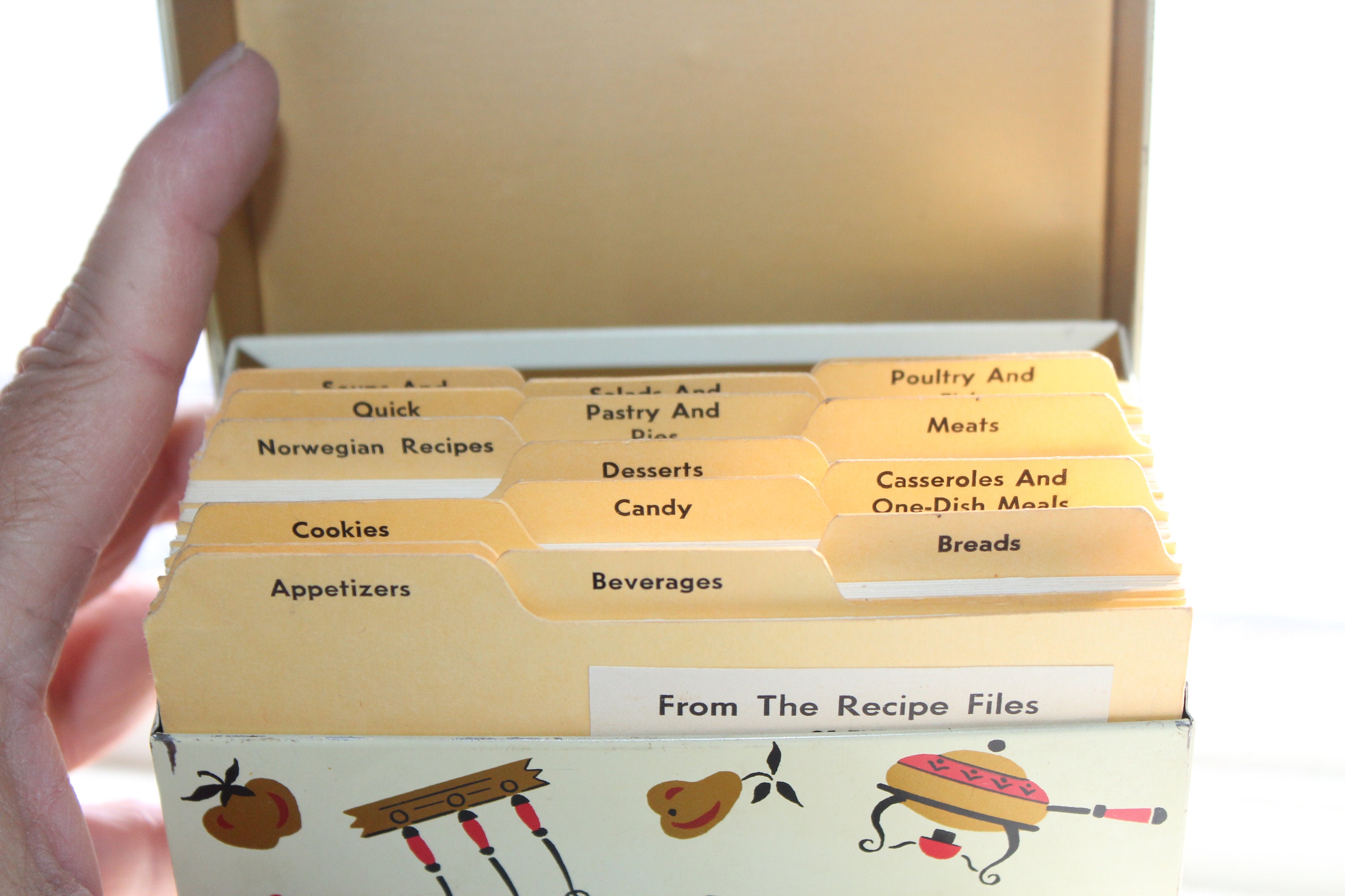 Vintage Mid Century Recipe Box Filled with Recipes
