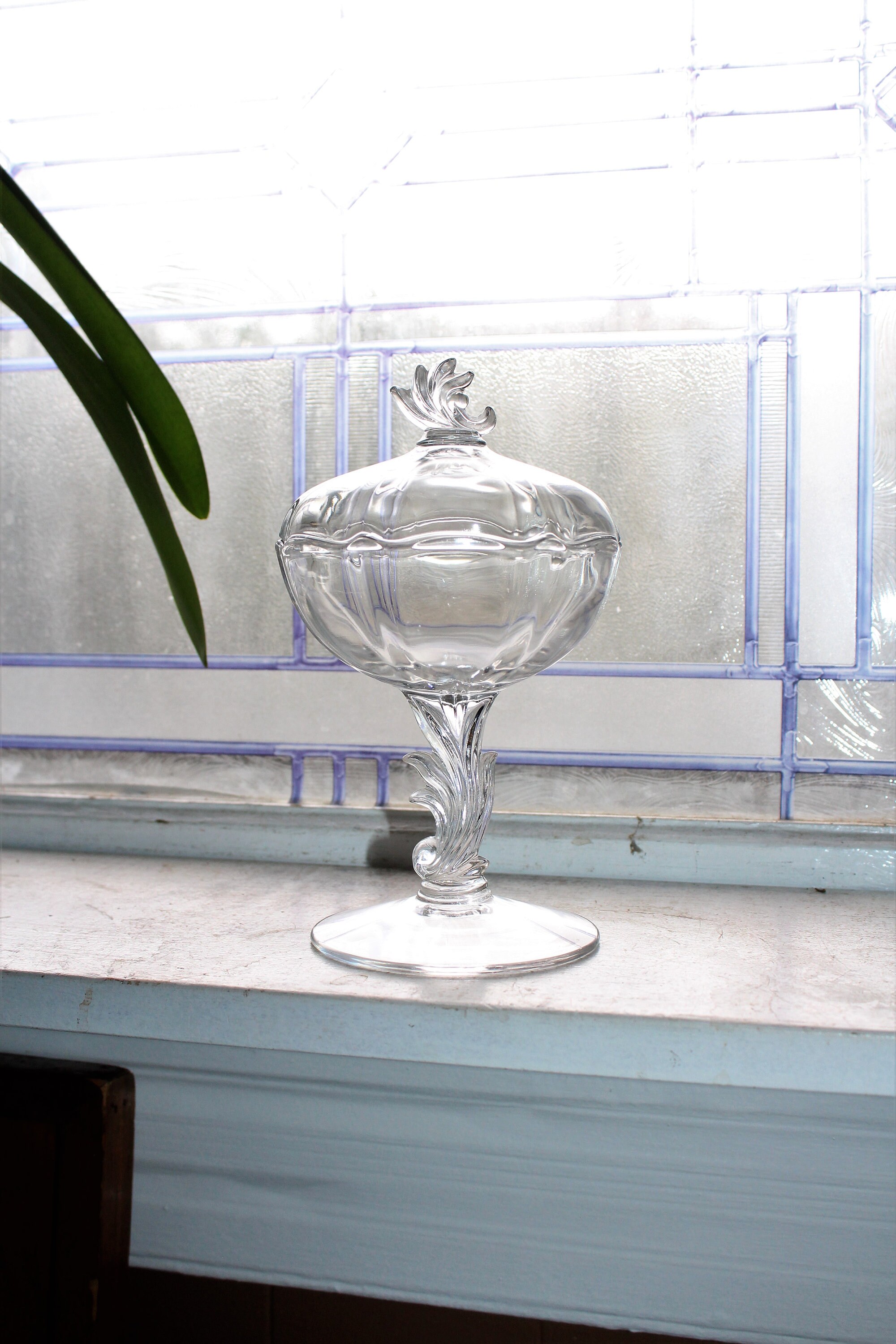 Fostoria Glass Baroque Covered Jelly Compote Vintage 1930s