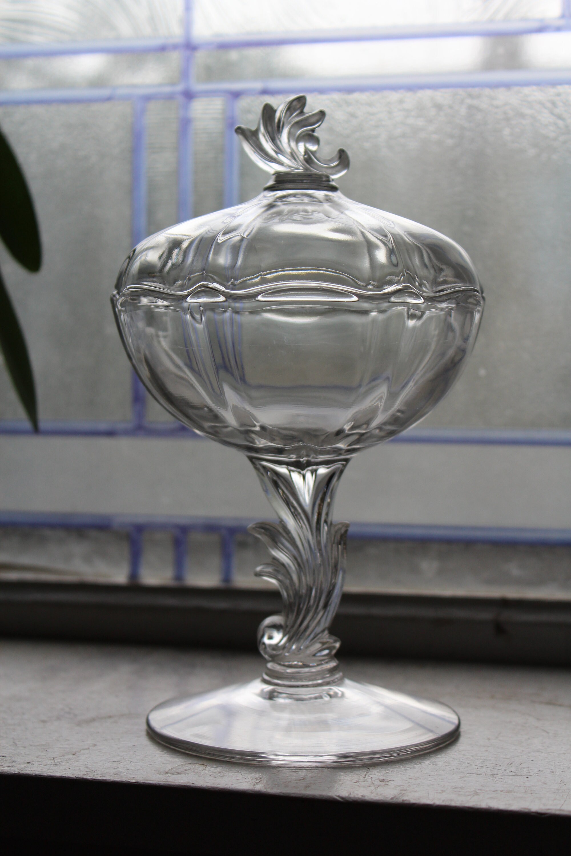 Fostoria Glass Baroque Covered Jelly Compote Vintage 1930s