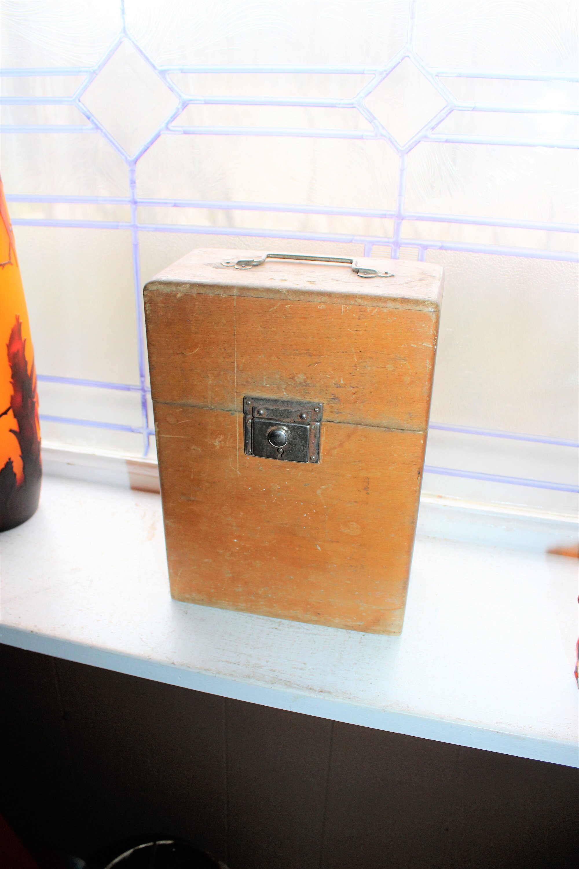Antique Straight Razor Storage Box Carrying Case Caddy with 4 Razors