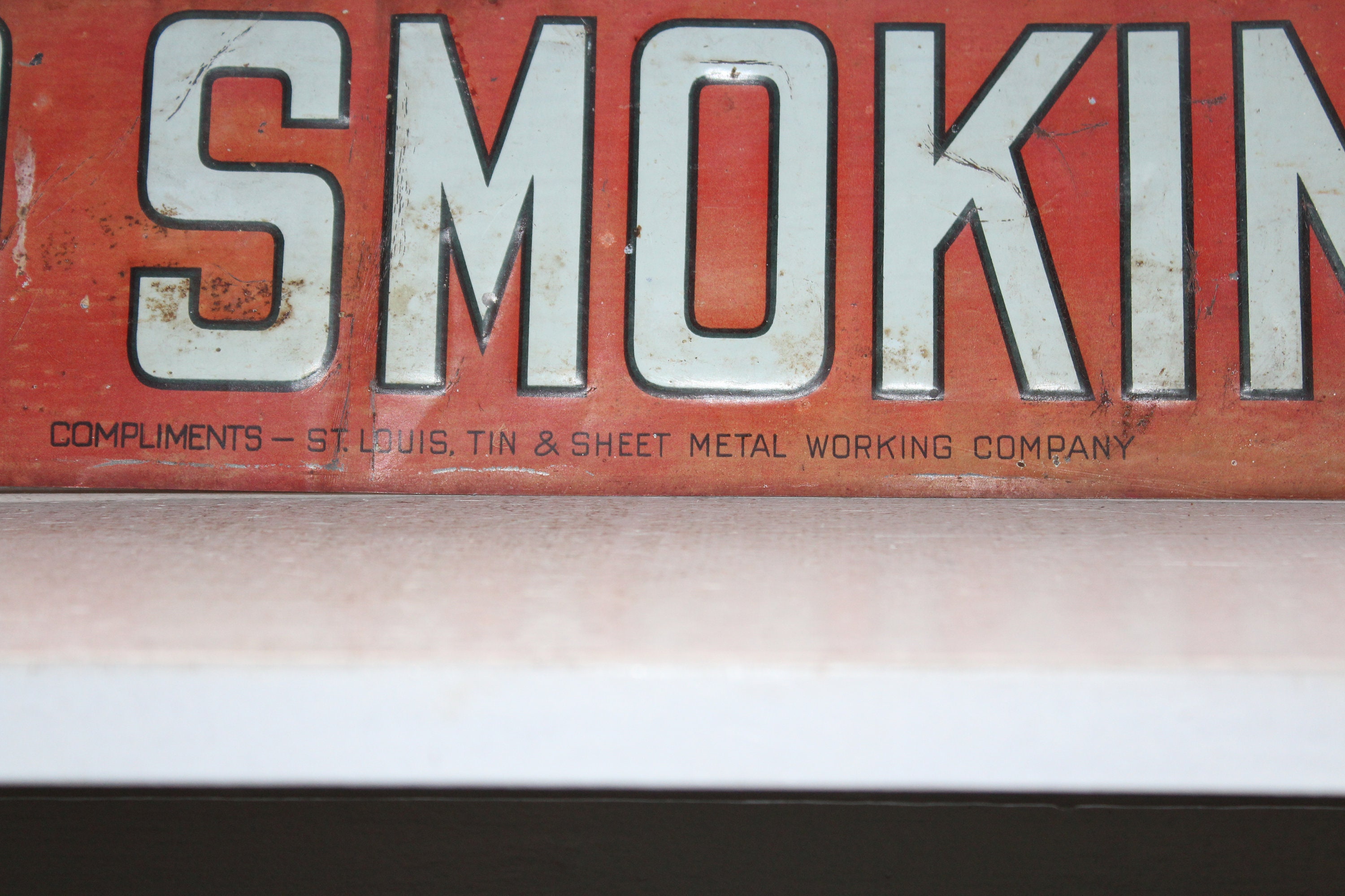 Antique Tin Sign No Smoking Circa 1910s