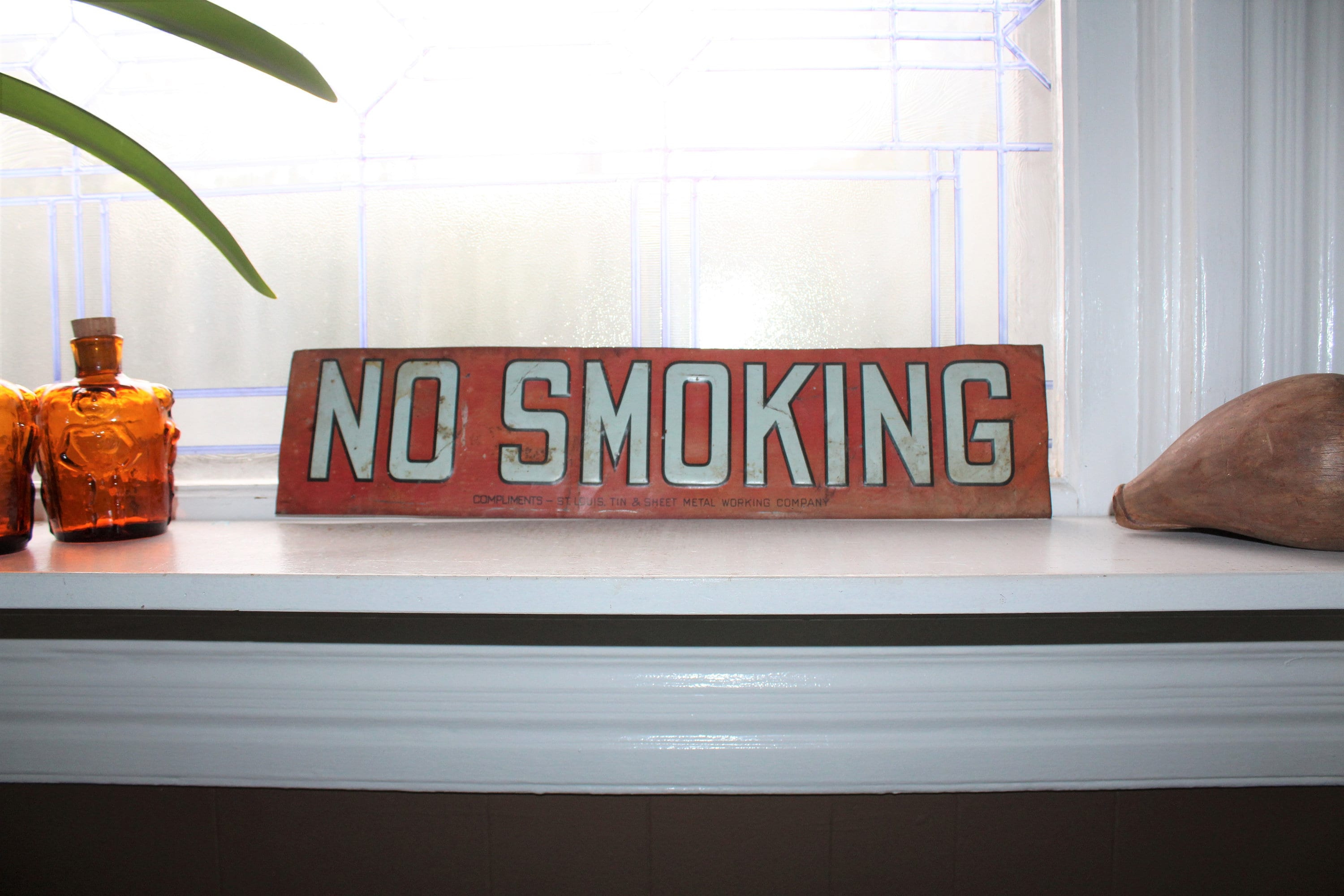 Antique Tin Sign No Smoking Circa 1910s