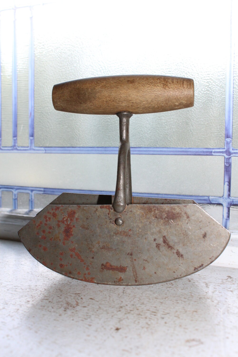 Antique Kitchen Chopper Double Blade Metal and Wood Early 1900s