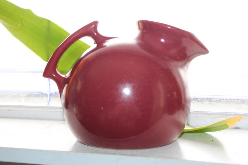 Maroon Red Ball Pitcher Uhl Pottery Vintage 1940s - Etsy
