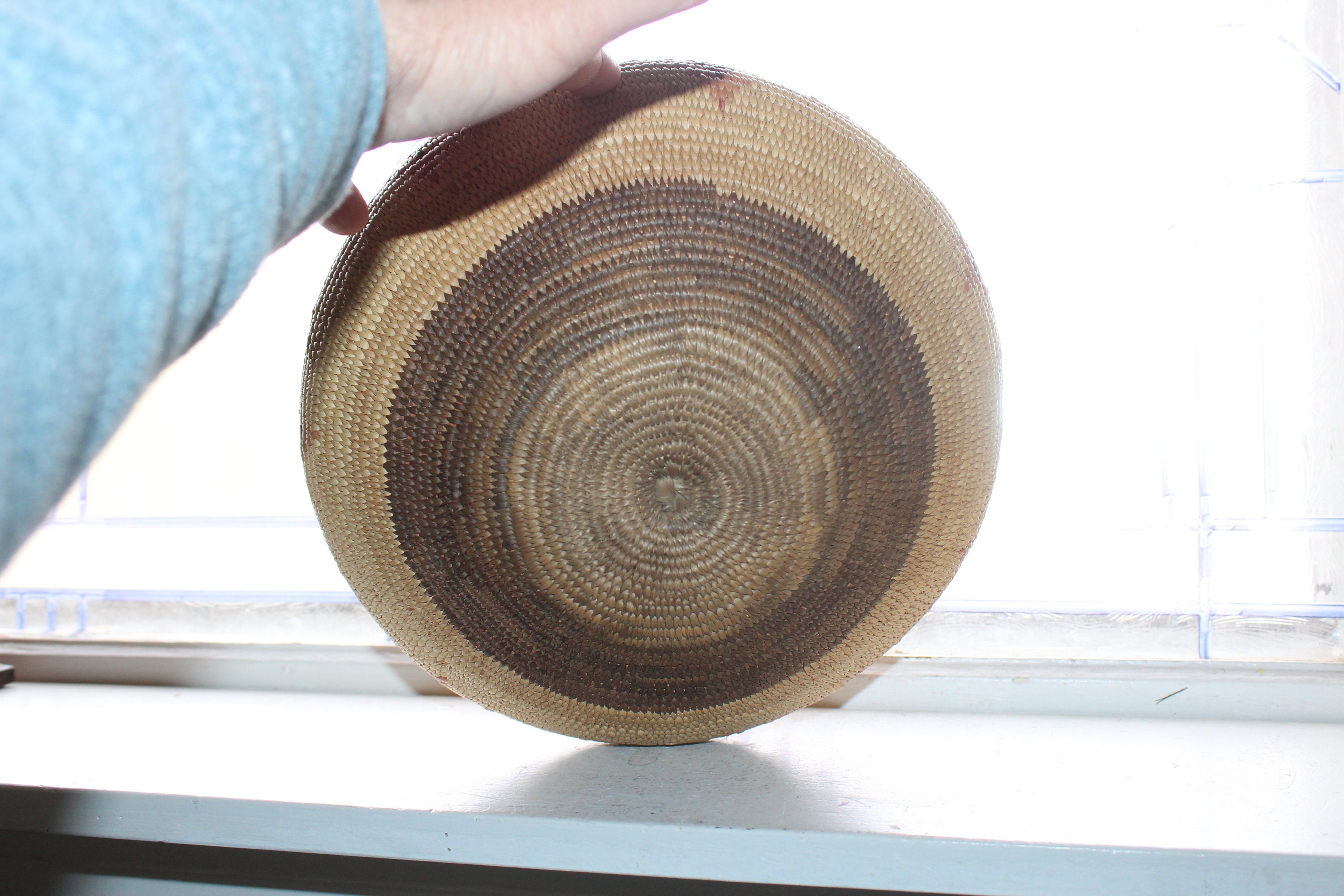 Large Vintage South American Covered Storage Basket