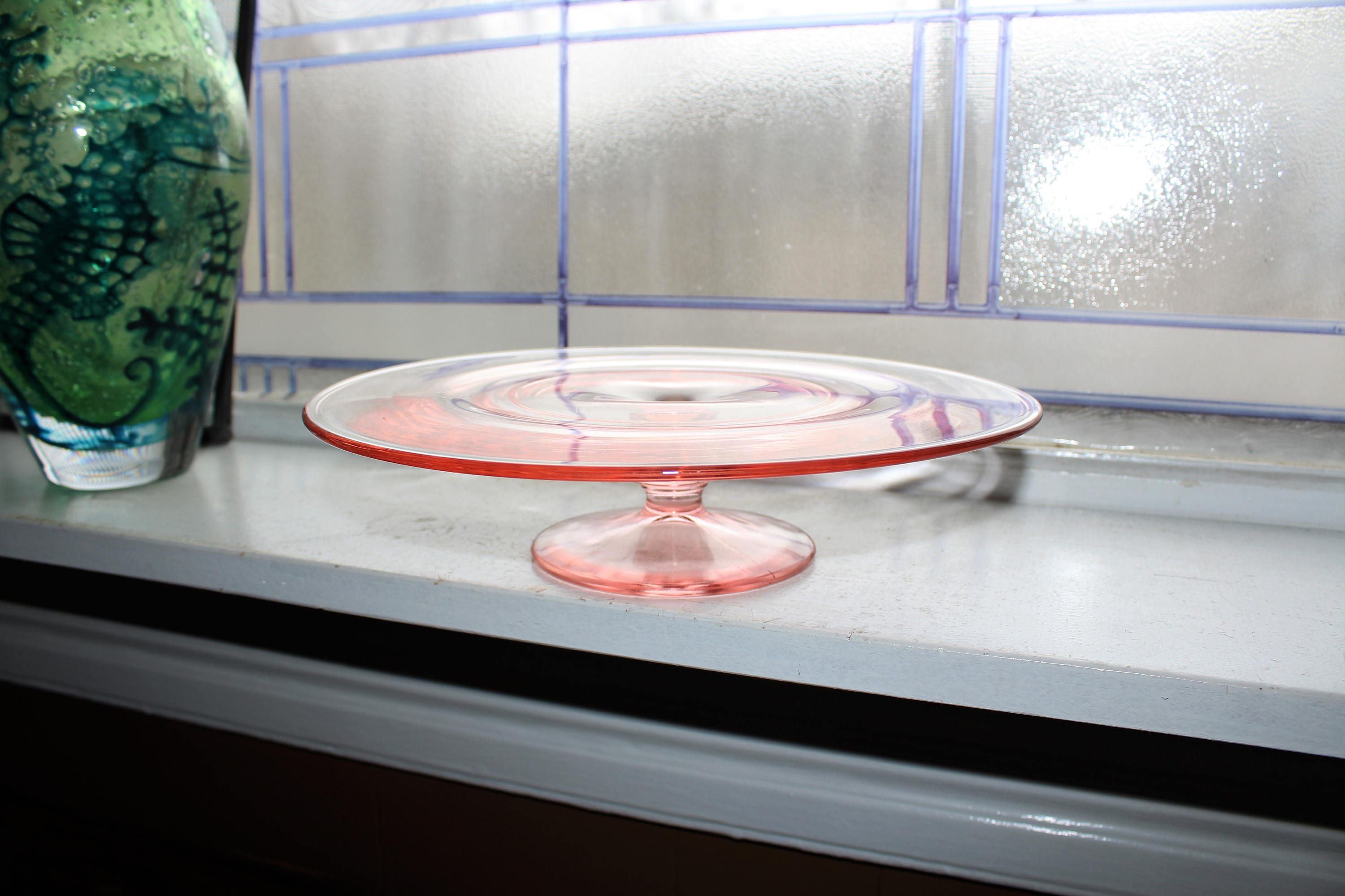 Vintage Cake Stand Pink Depression Glass