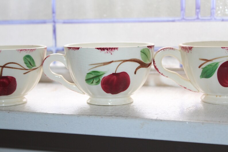 3 Blue Ridge Pottery Coffee Cups Autumn Apple Vintage 1940s - Etsy