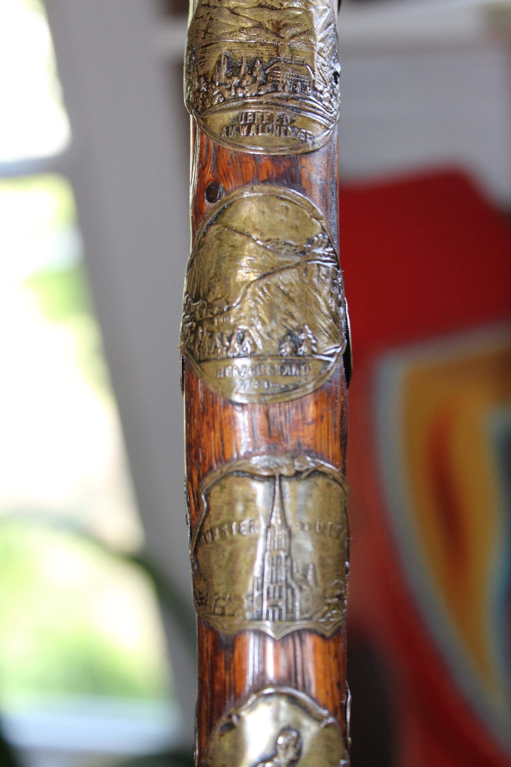 Vintage Volksmarch Hiking Cane Walking Stick With 25 Badges 1930s vintage-volksmarch-hiking-cane-walking-stick-with-25-badges-1930s