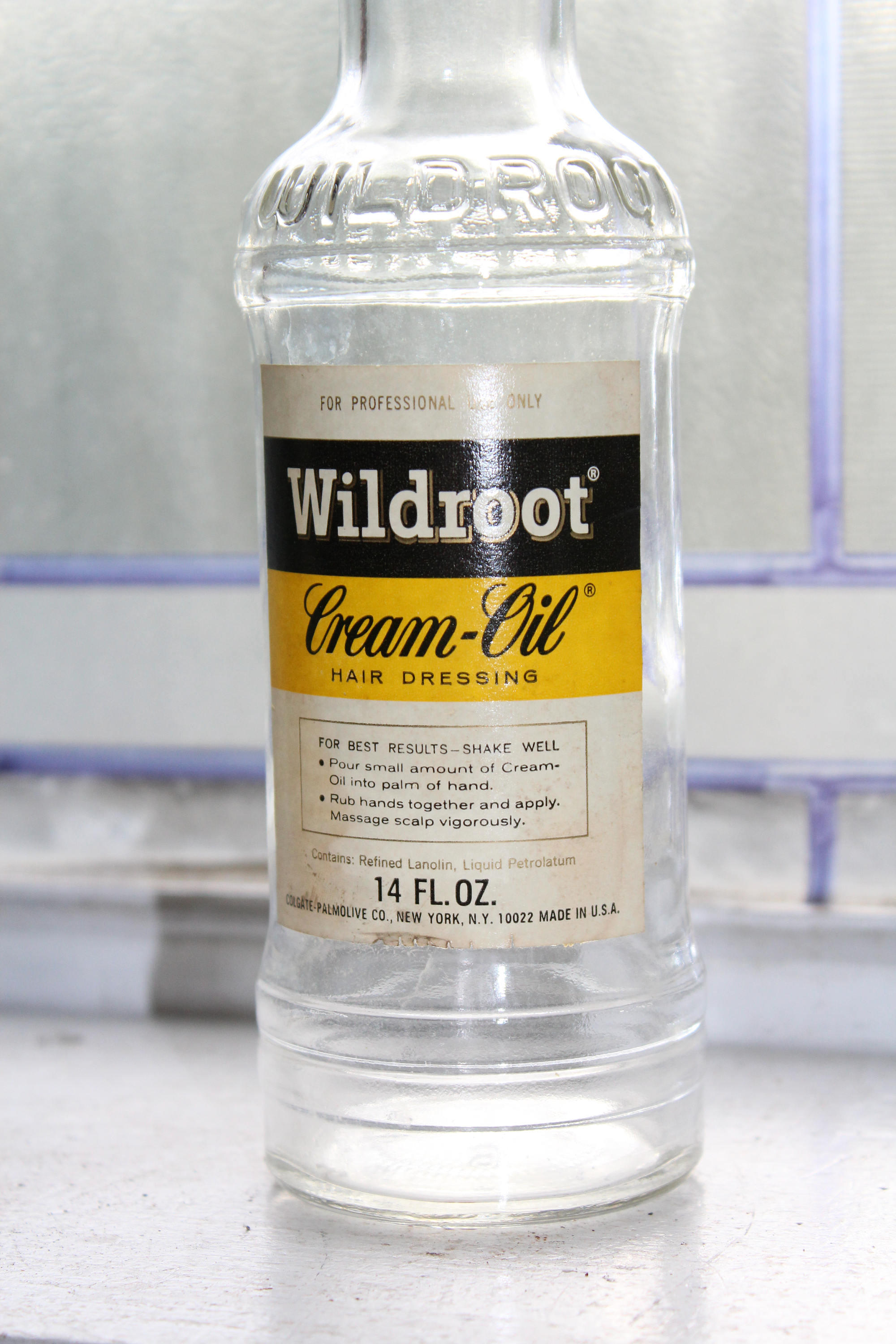 Vintage Wildroot Cream Oil Hair Dressing Bottle Barber Shop